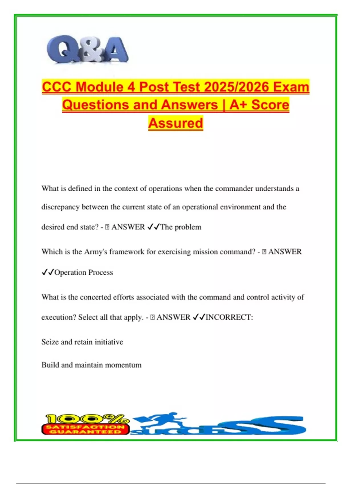Ccc Module 4 Post Test 2025 2026 200 Verified Questions And Answers