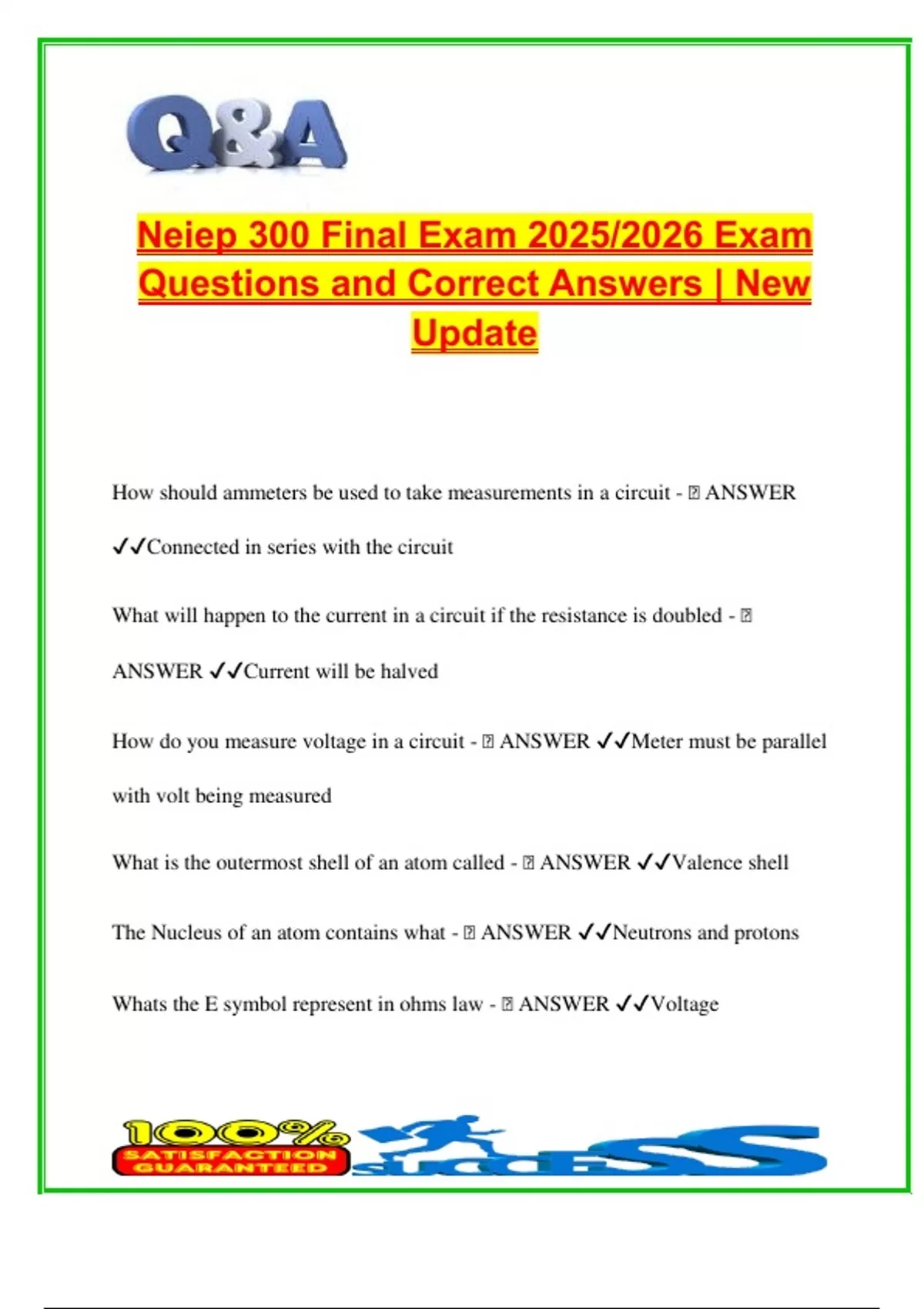 NEIEP 300 Final Exam 2025 – 100+ Correct Questions & Answers ...