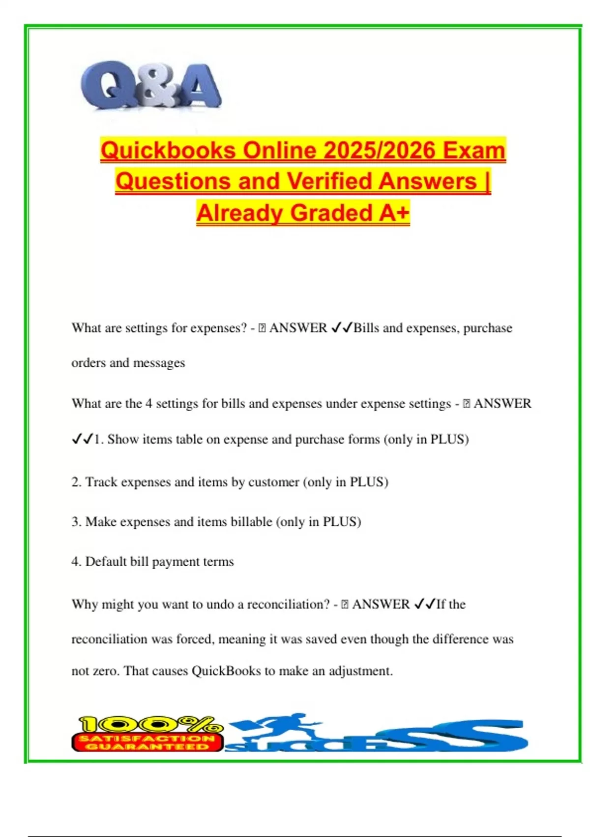 QuickBooks Online 2025/2026 Exam Prep – 400+ Verified Questions ...