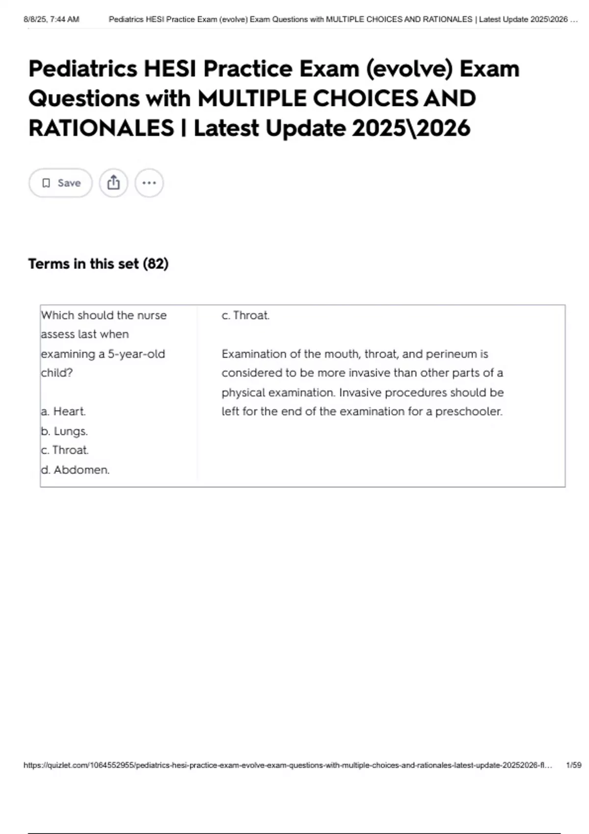 Pediatrics HESI Practice Exam (evolve) Exam Questions with MULTIPLE ...
