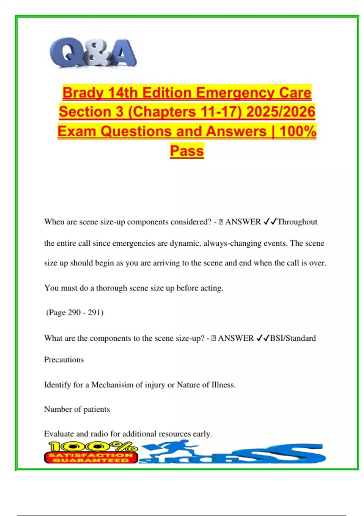 Brady 14th Edition Emergency Care Section 3 – Chapters 11–17 Exam Prep ...