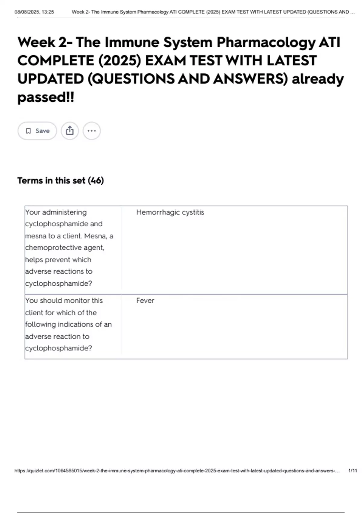 Week 2- The Immune System Pharmacology ATI COMPLETE (2025) EXAM TEST ...