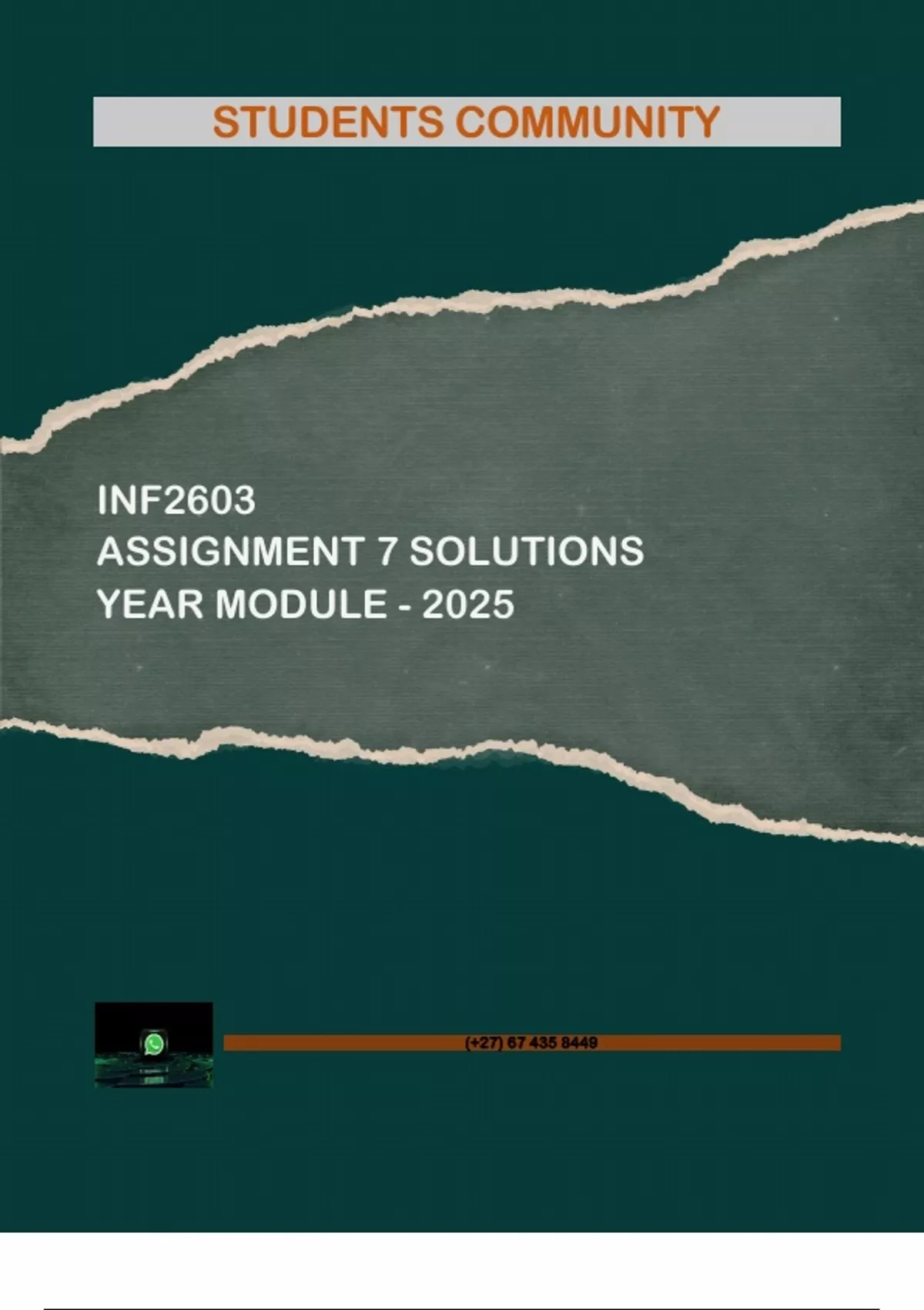 INF2603 Assignment 7 (COMPLETE QUESTIONS & ANSWERS) YEAR MODULE 2025 ...