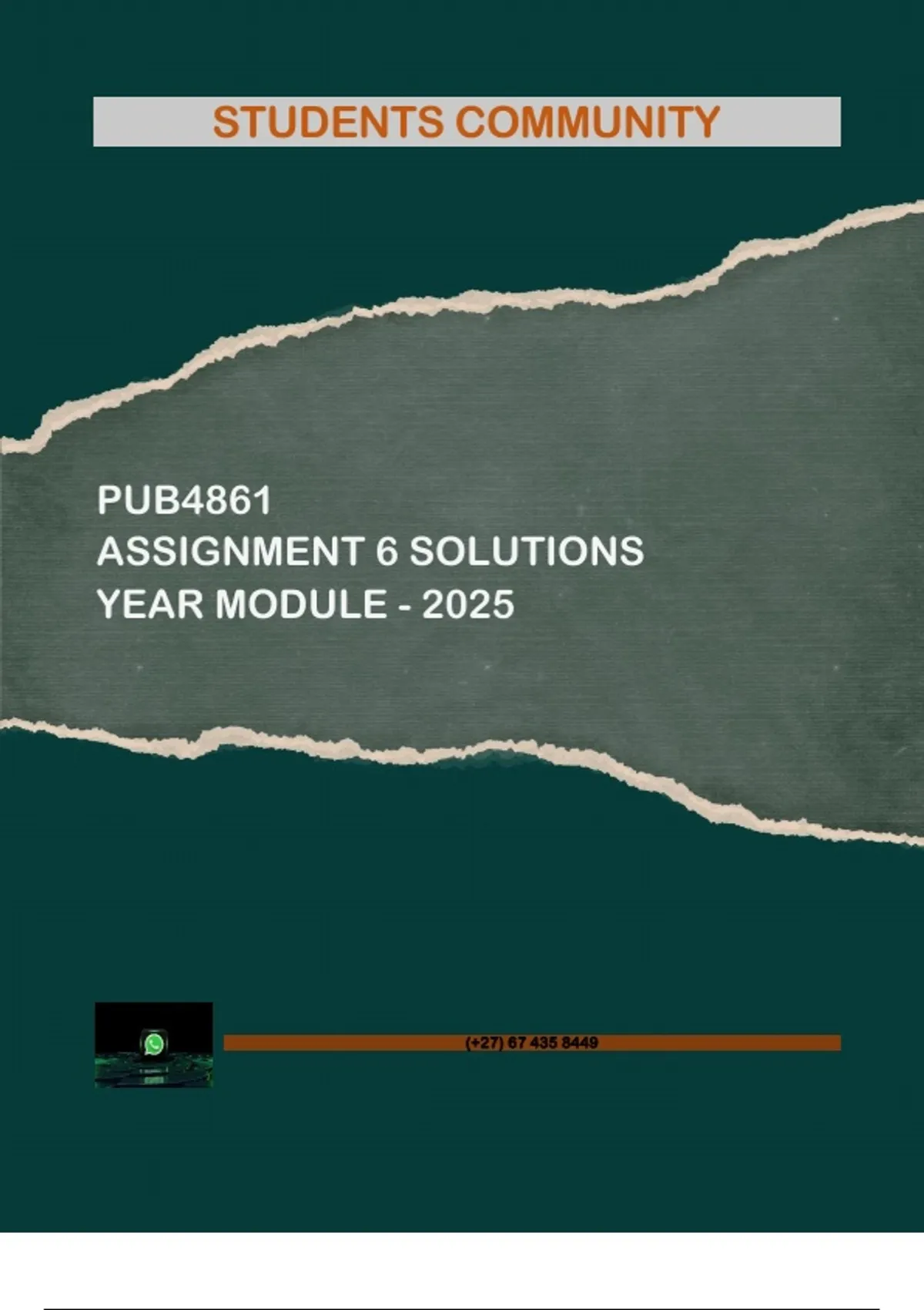 PUB4861 Assignment 6 (COMPLETE QUESTIONS & ANSWERS) YEAR MODULE 2025 ...