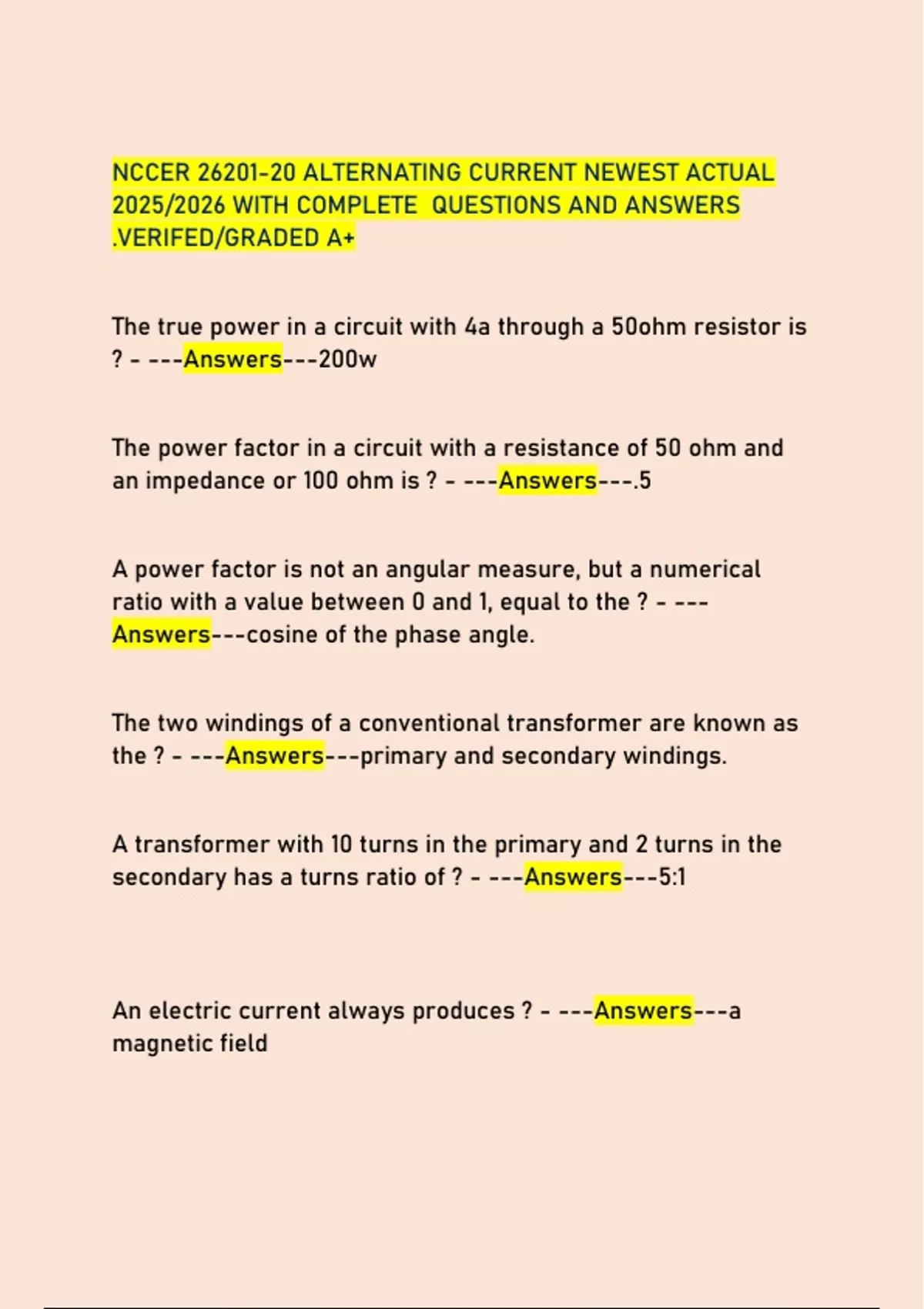 NCCER 26201-20 ALTERNATING CURRENT NEWEST ACTUAL 2025/2026 WITH ...
