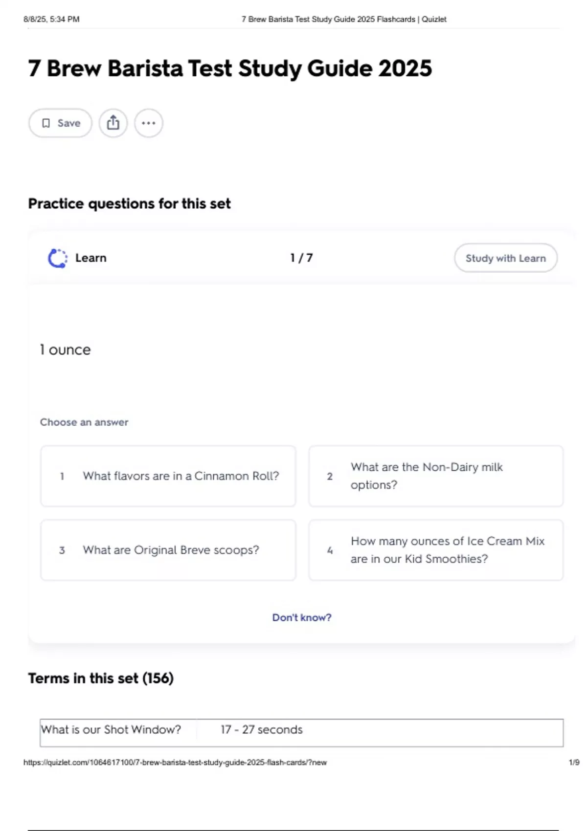 7 Brew Barista Test Study Guide 2025 Questions and Answers Best rated ...