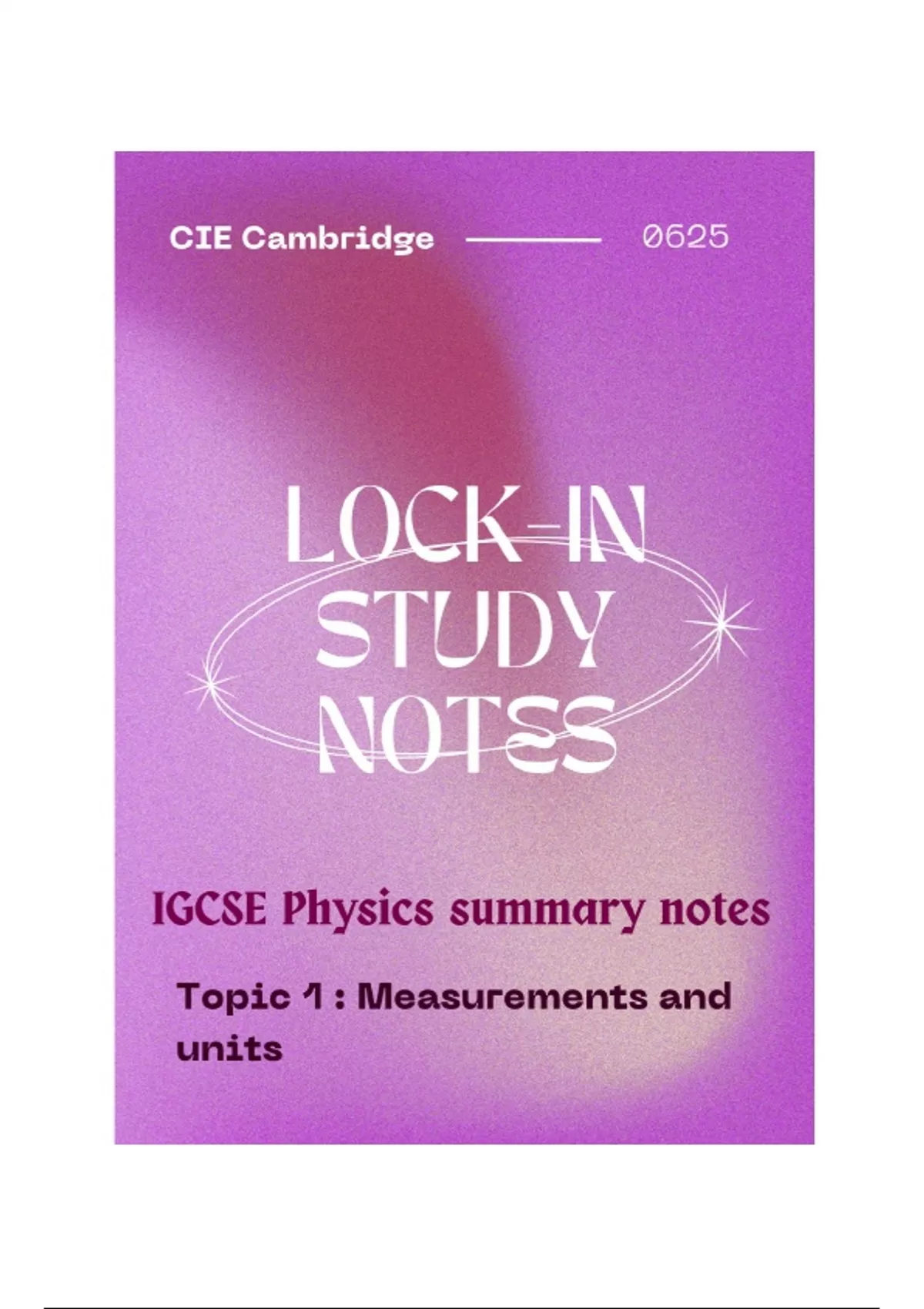 Summary - Cambridge IGCSE Physics (0625) - Topic 1 : Measurements and ...