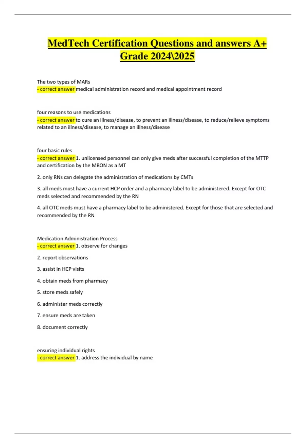MedTech Certification – 30 Questions with Verified Answers | 100% ...
