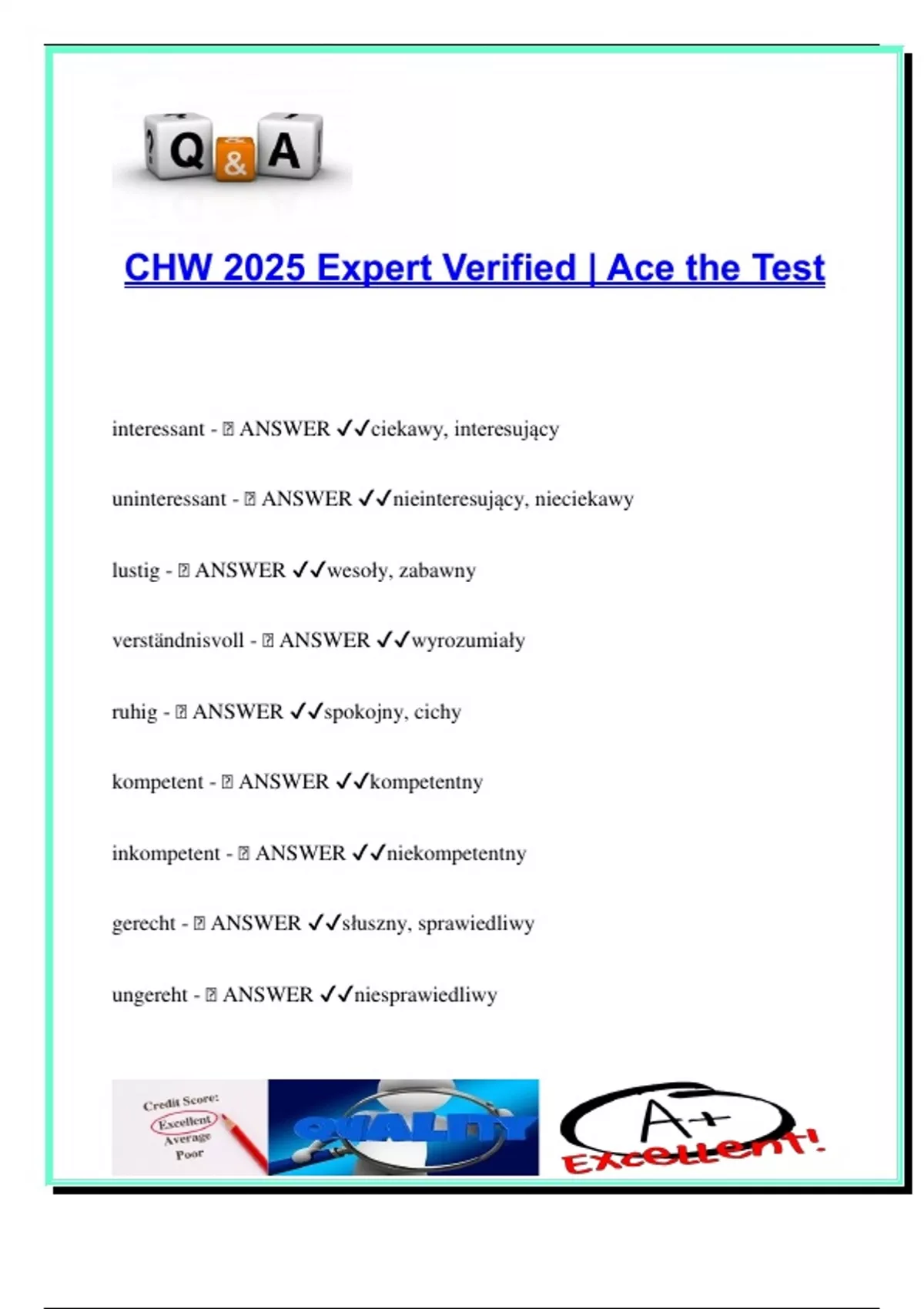 CHW German Vocabulary & Phrases 2025/2026 – 250+ Expert-Verified ...