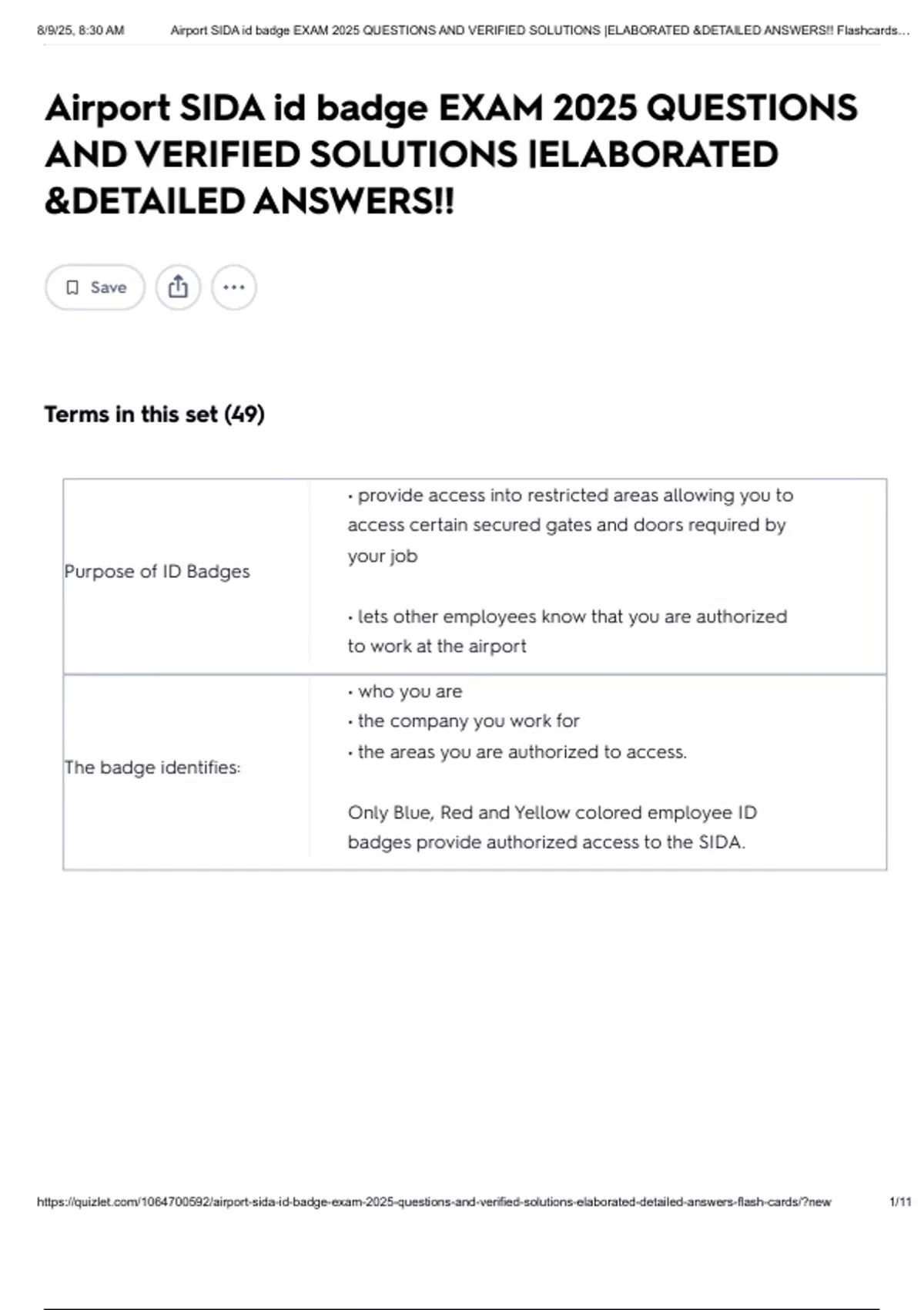 Airport SIDA id badge EXAM 2025 QUESTIONS AND VERIFIED SOLUTIONS ...