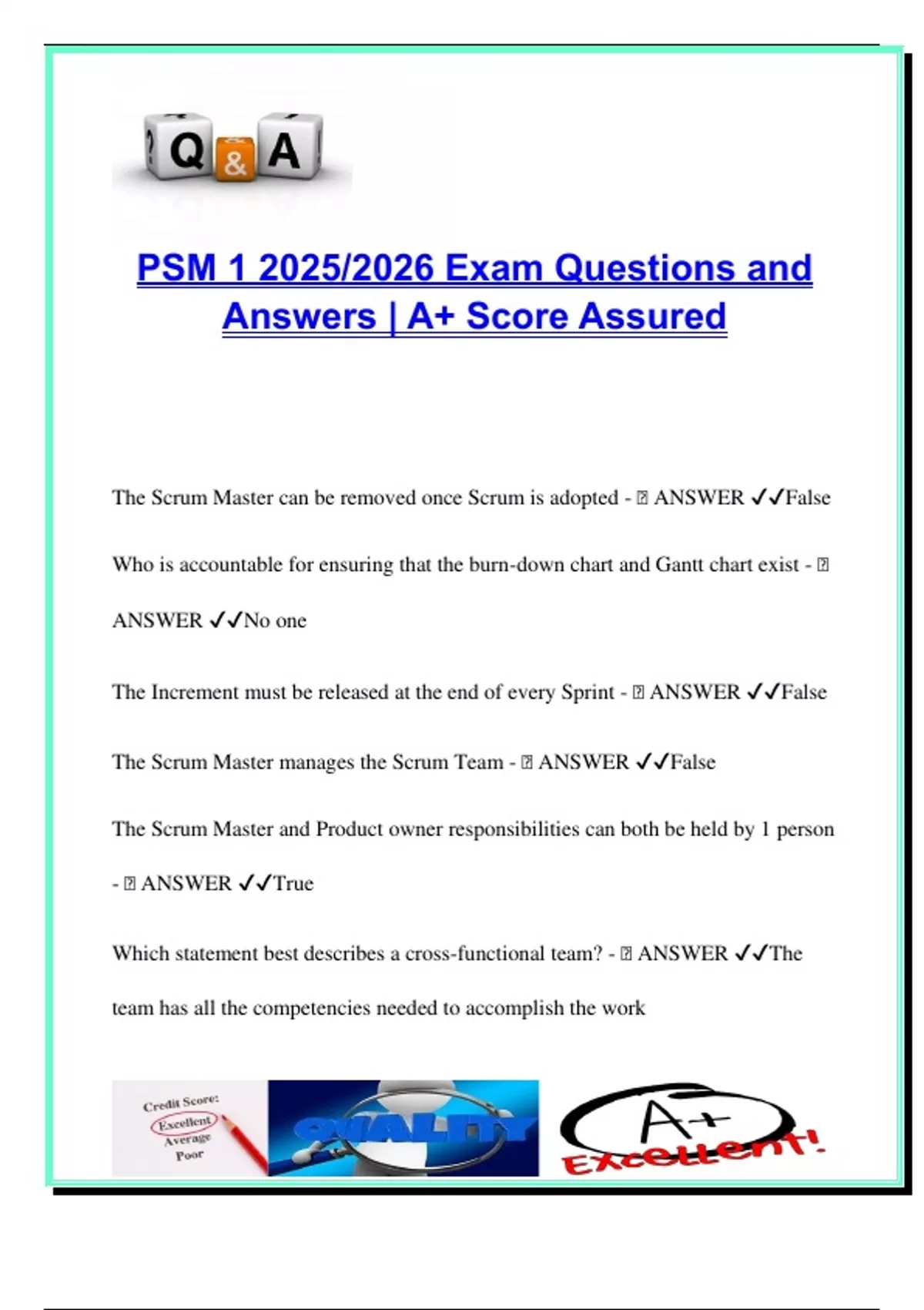 PSM I Scrum Master Certification 2025/2026 – 300+ Exam Questions ...