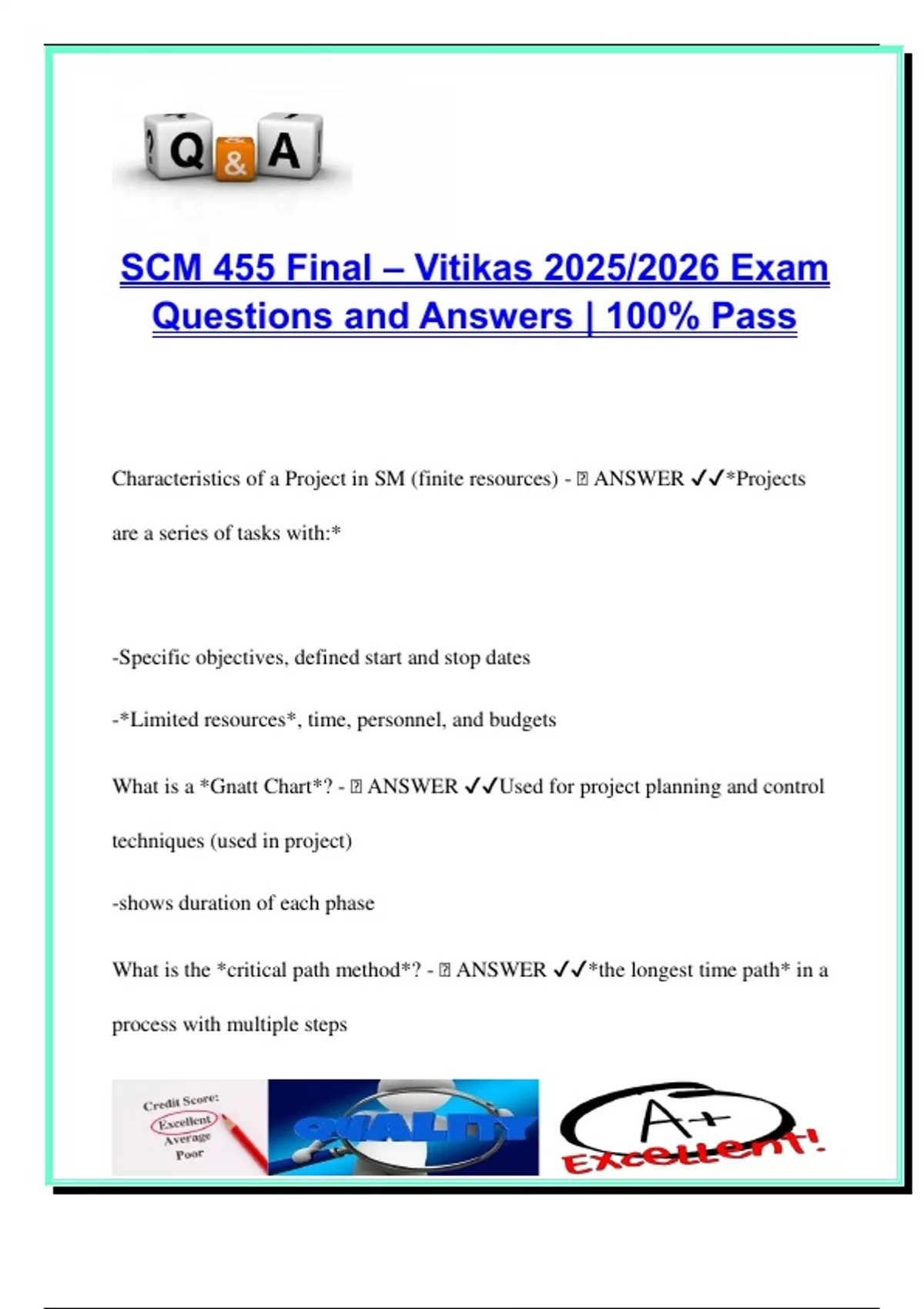SCM 455 Final Exam 2025/2026 – 250+ Verified Questions & Answers | Negotiation Tactics, Contract ...