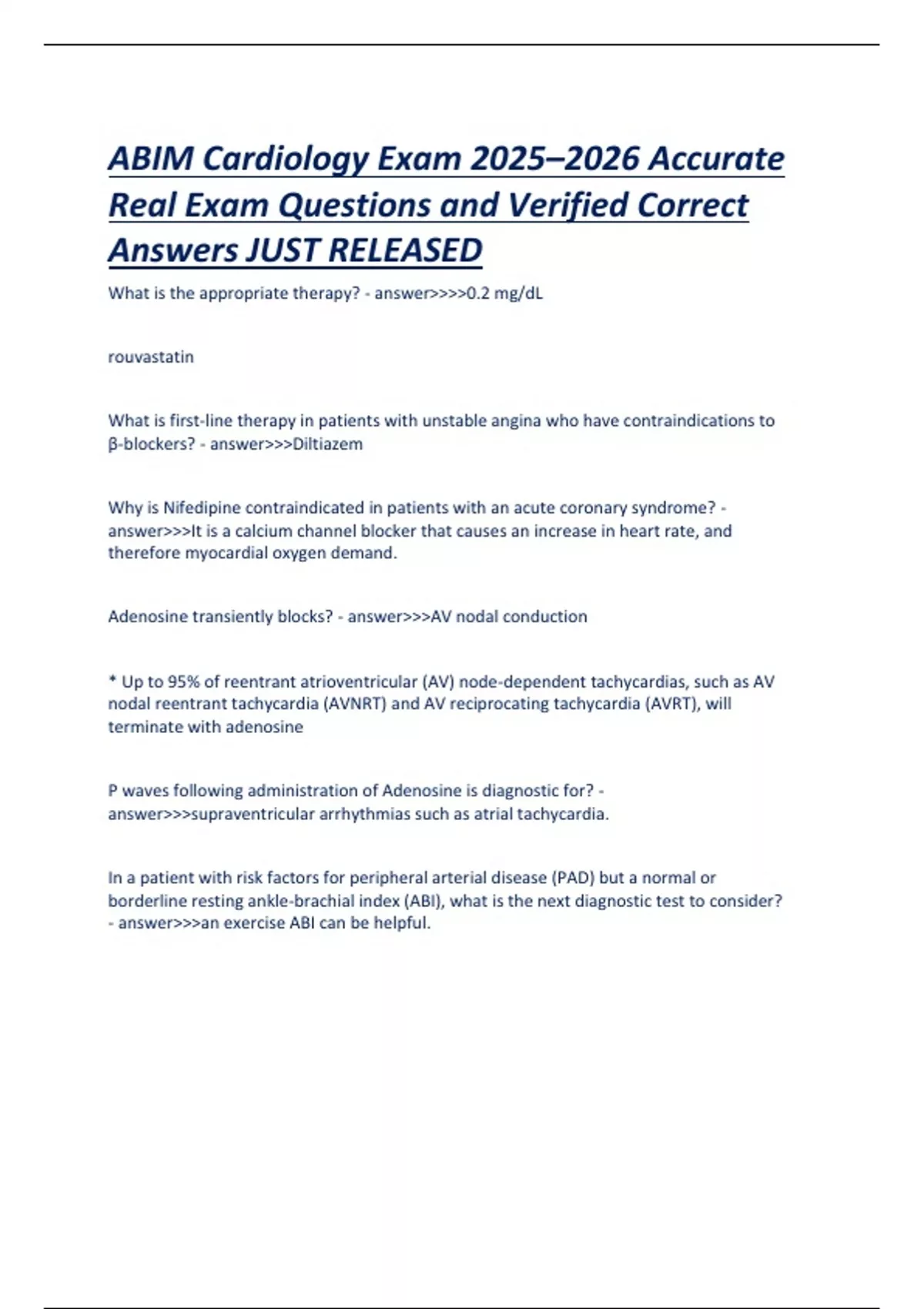 ABIM Cardiology Exam 2025–2026 physicians-initial board certification ...