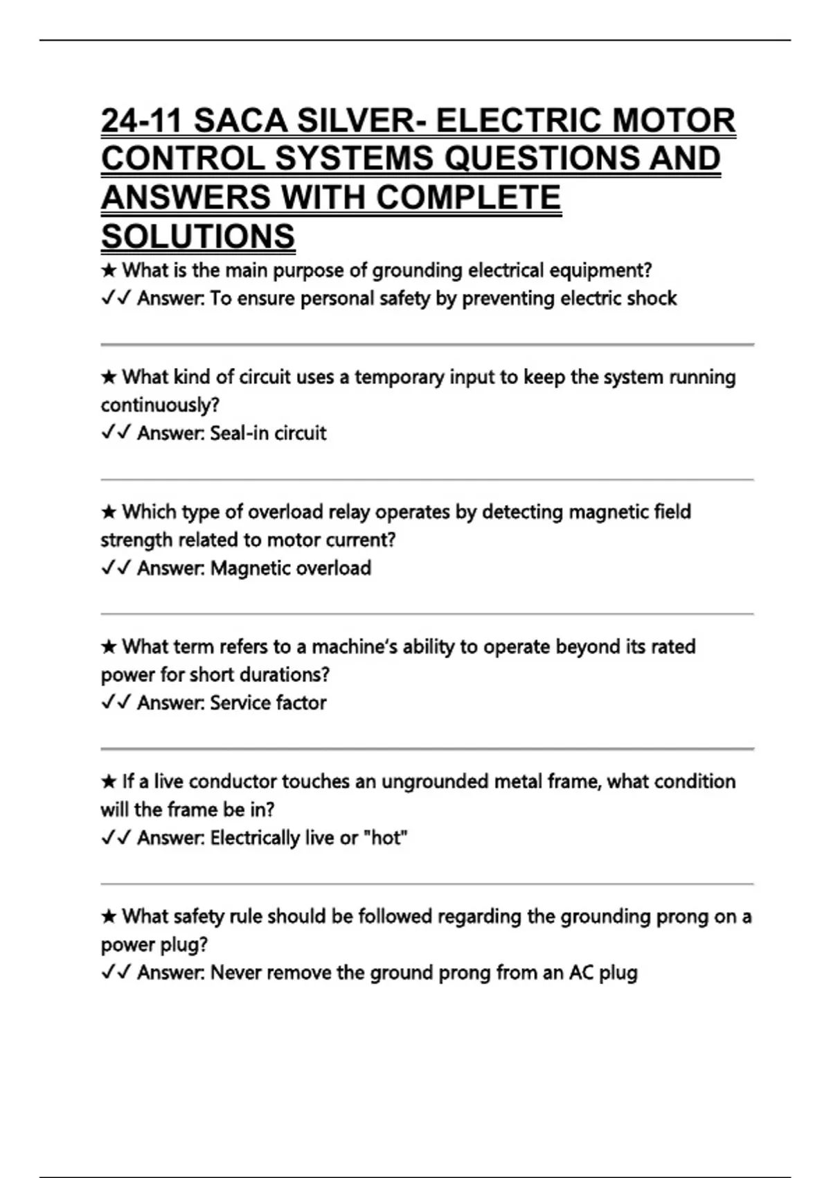 24-11 SACA SILVER- ELECTRIC MOTOR CONTROL SYSTEMS QUESTIONS AND ANSWERS ...