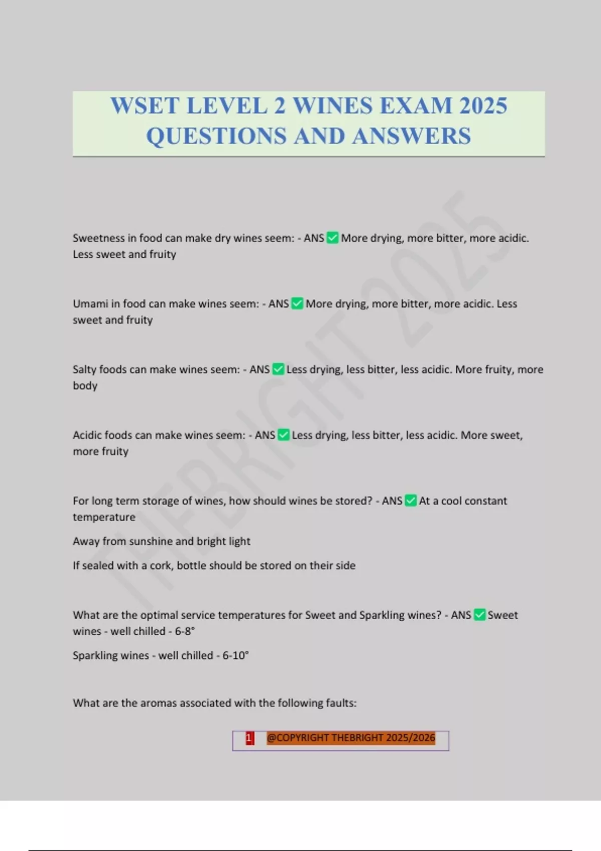 WSET LEVEL 2 WINES EXAM 2025 QUESTIONS AND ANSWERS - WSET level 2 ...