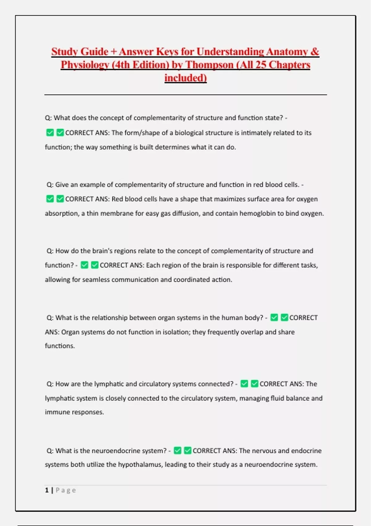 Understanding Anatomy & Physiology (4th Edition) by Thompson (All 25 ...