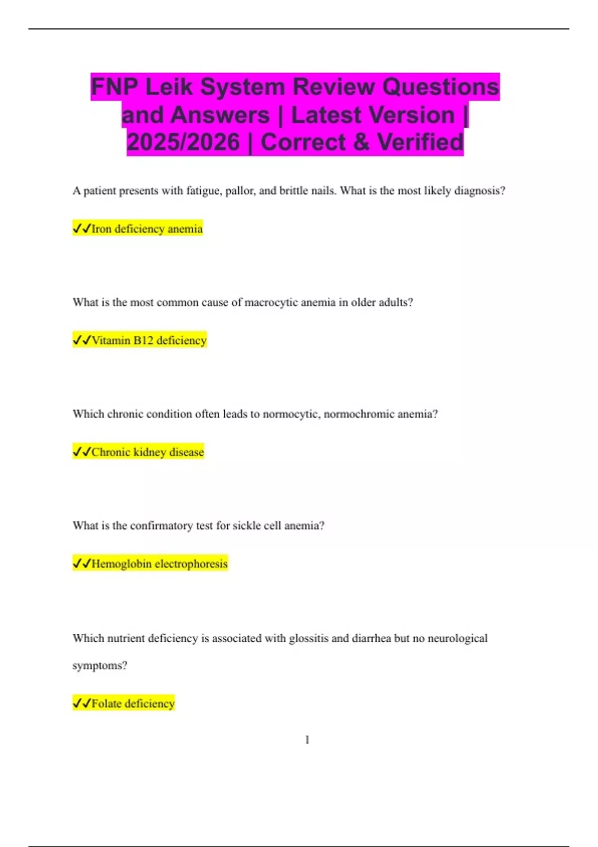 FNP Leik System Review Questions and Answers | Latest Version | 2025/ ...