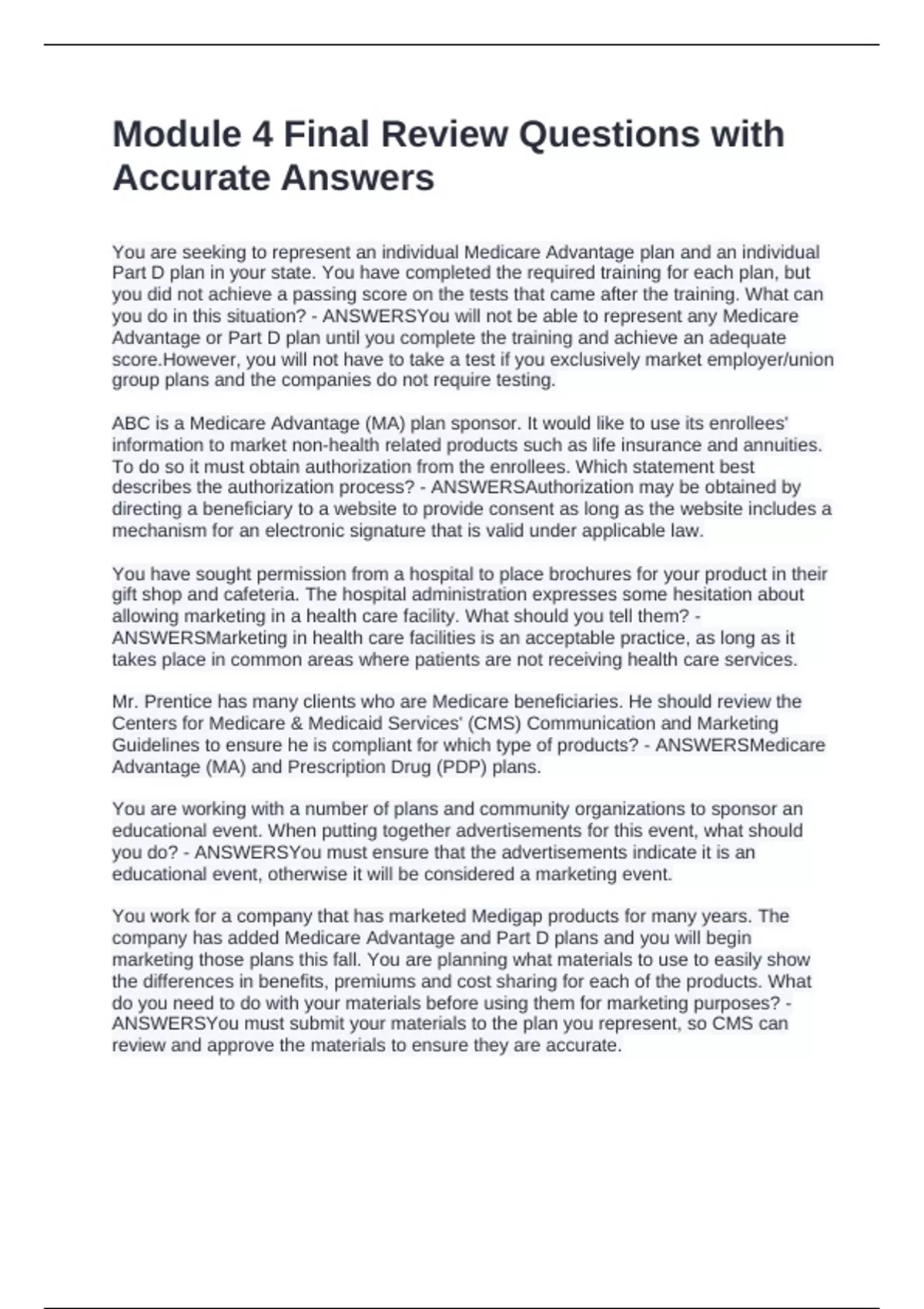 Module 4 Final Review Questions with Accurate Answers - Module 4 ...