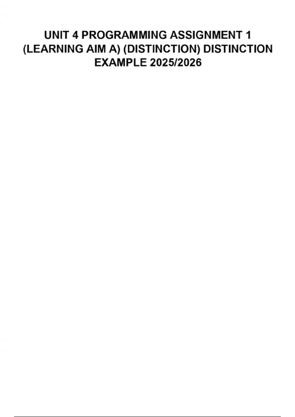 Unit 4 Programming Assignment 1 Learning Aim A Distinction Distinction Example Unit 4
