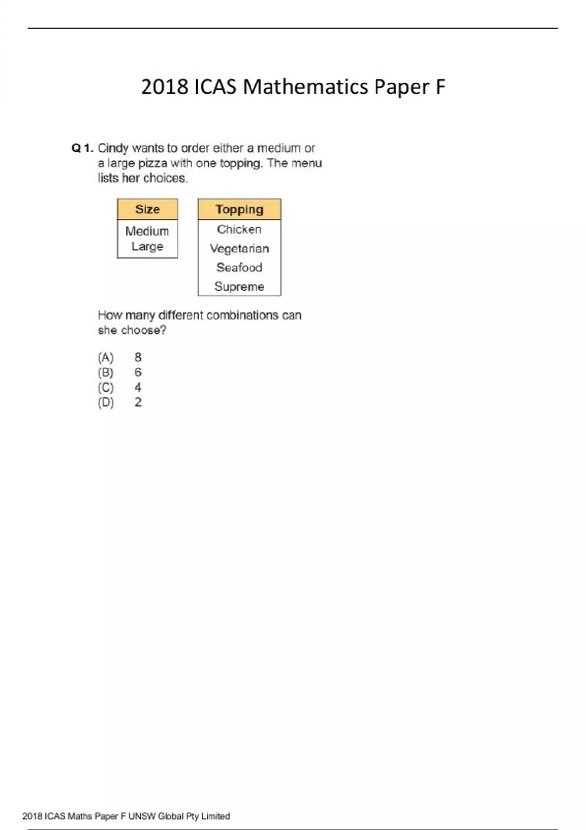 2018 ICAS Mathematics Paper F — Past Paper + Answer Key (PDF) - Maths ...