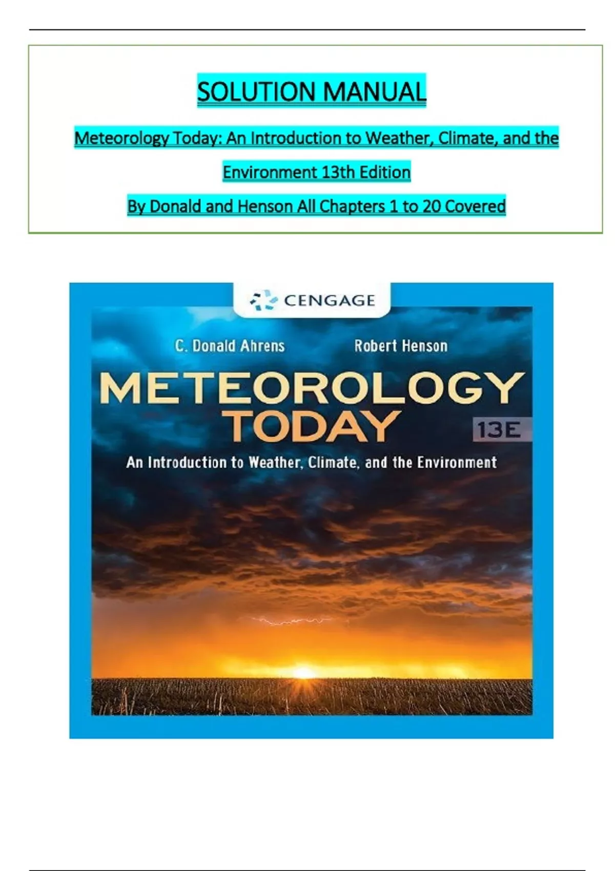 Solution Manual For Meteorology Today: An Introduction to Weather ...
