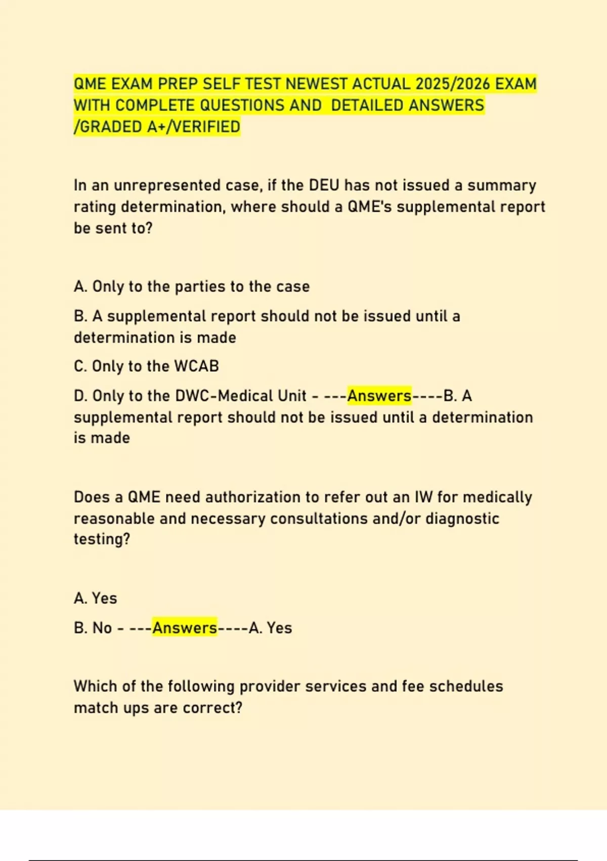 QME EXAM PREP SELF TEST NEWEST ACTUAL 2025/2026 EXAM WITH COMPLETE ...