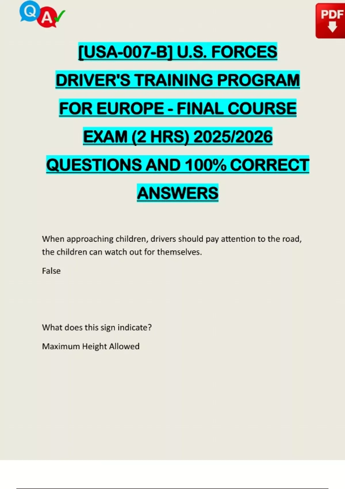 [USA-007-B] U.S. FORCES DRIVER'S TRAINING PROGRAM FOR EUROPE - FINAL ...