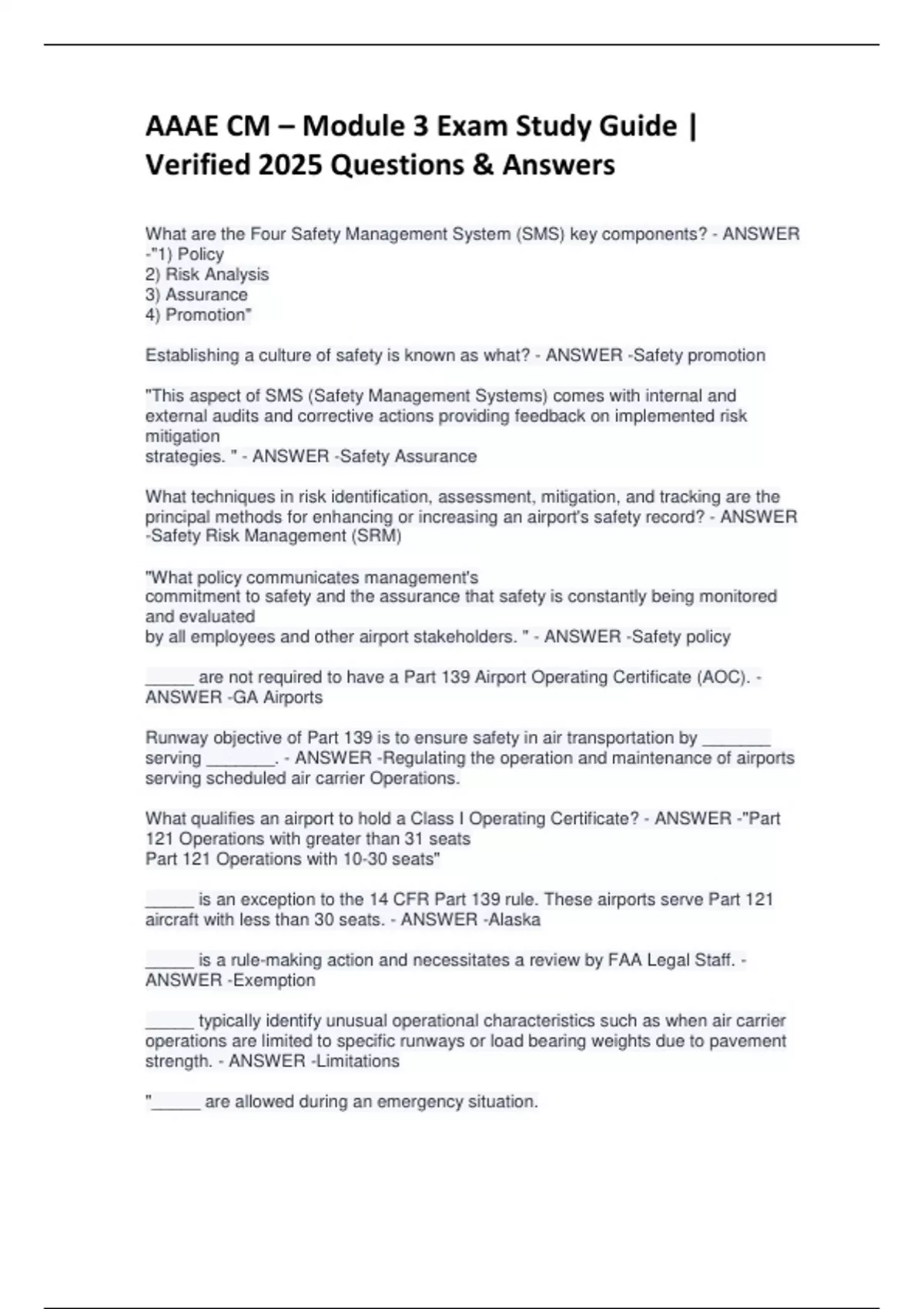 AAAE CM – Module 3 Exam Study Guide | 2025 Verified Questions ...