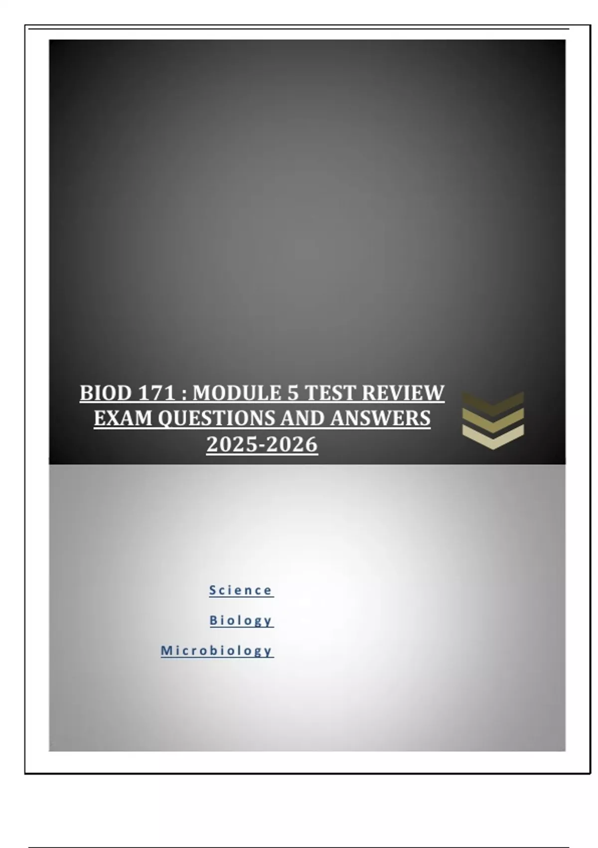 BIOD 171 : MODULE 5 TEST REVIEW EXAM QUESTIONS AND ANSWERS - BIOD 171 ...