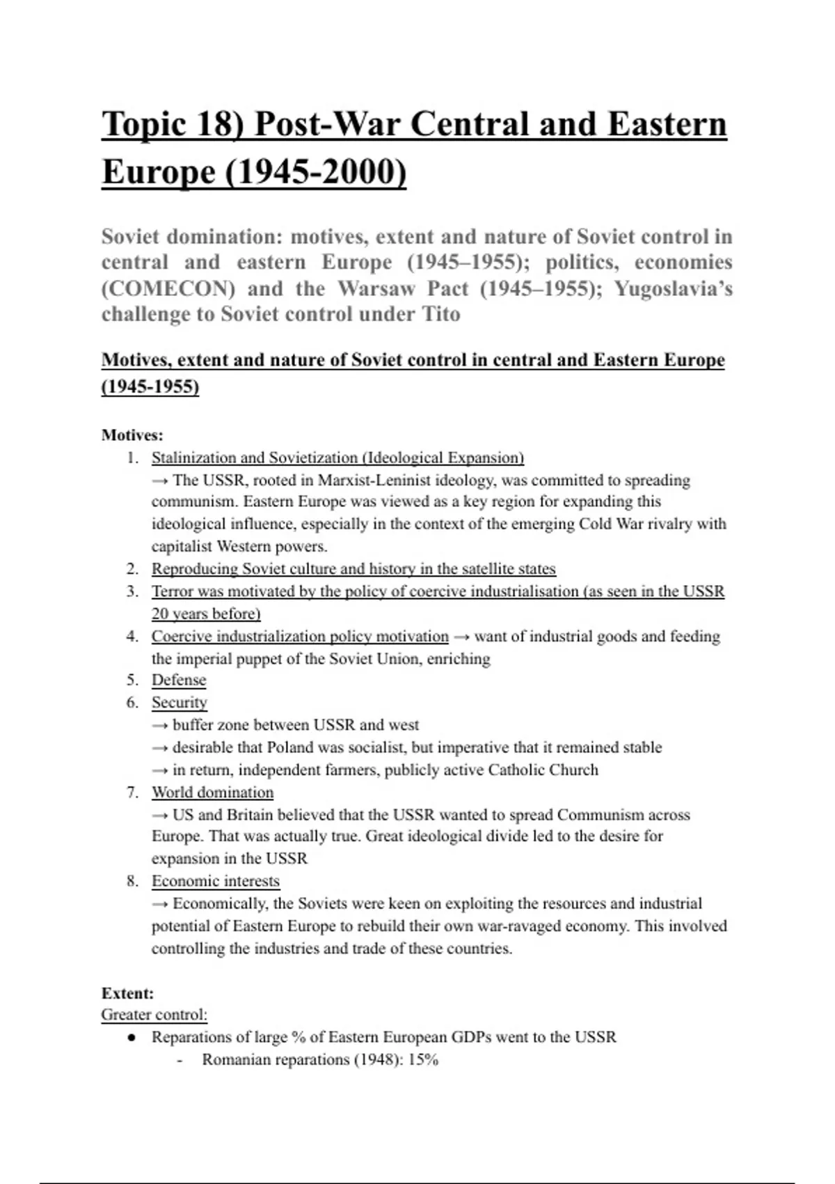 IB History HL Europe – Topic 18 Central & Eastern Europe 1945–2000 ...