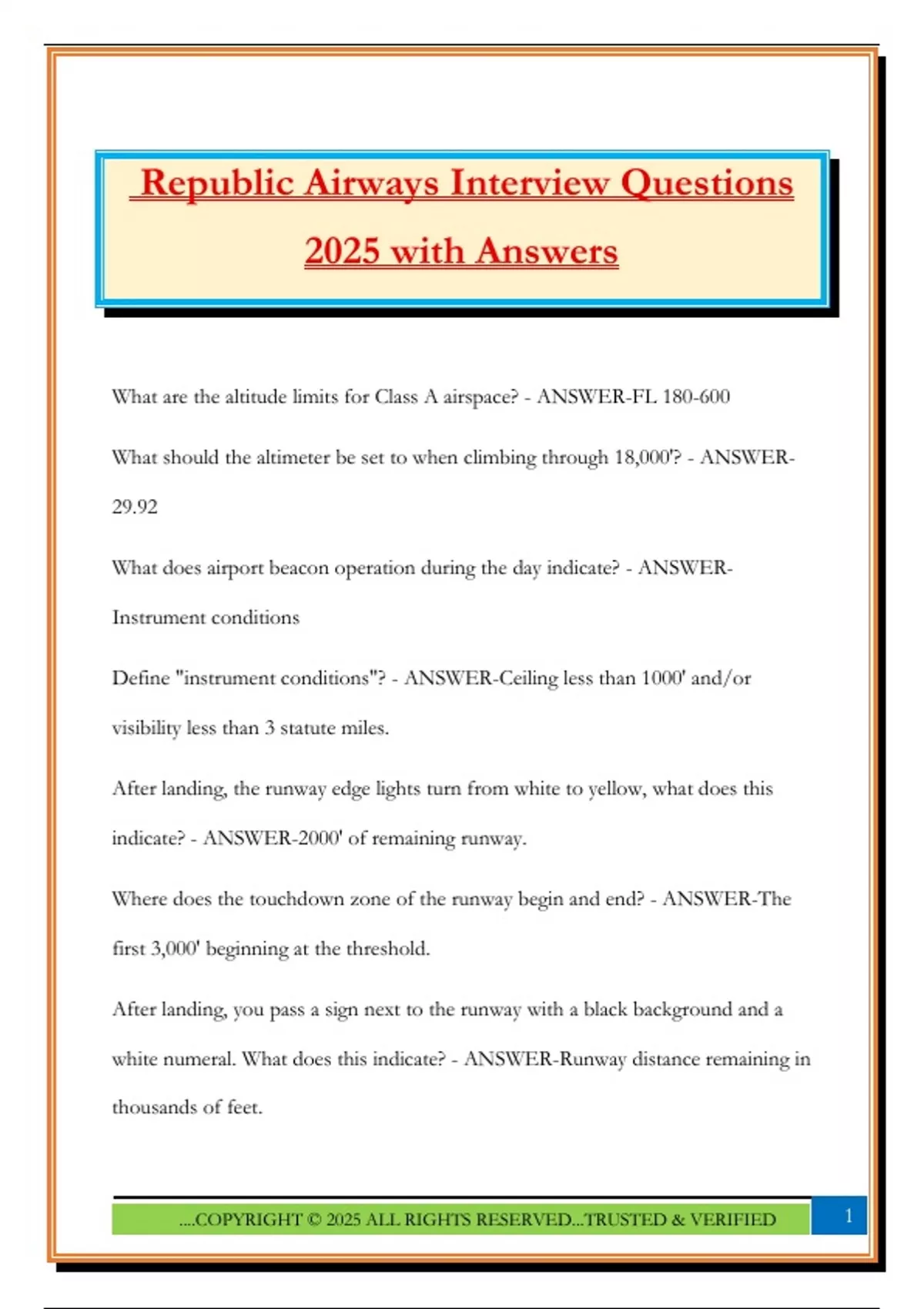 Republic Airways Interview Questions 2025 with Answers - Republic ...