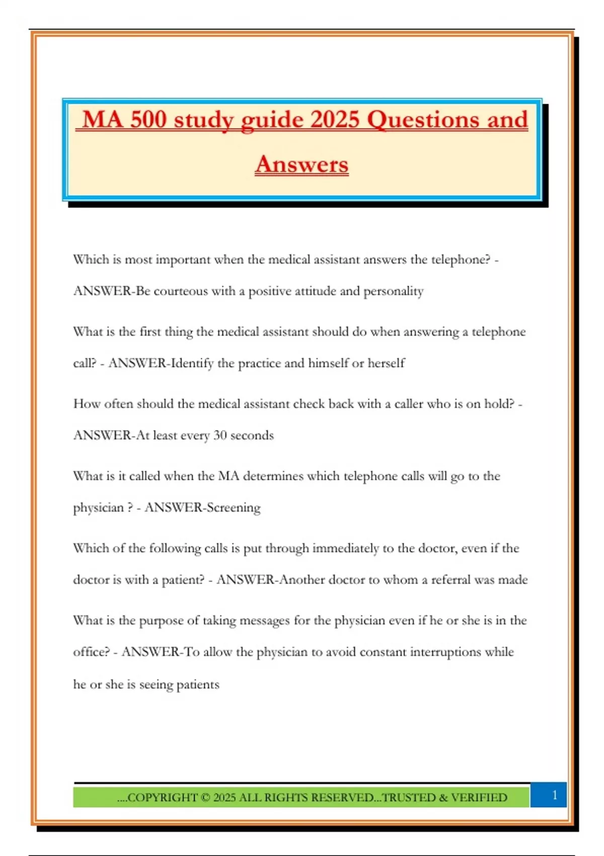MA 500 Bundled Exams 2025/2026 |Questions and Answers |100% Pass ...