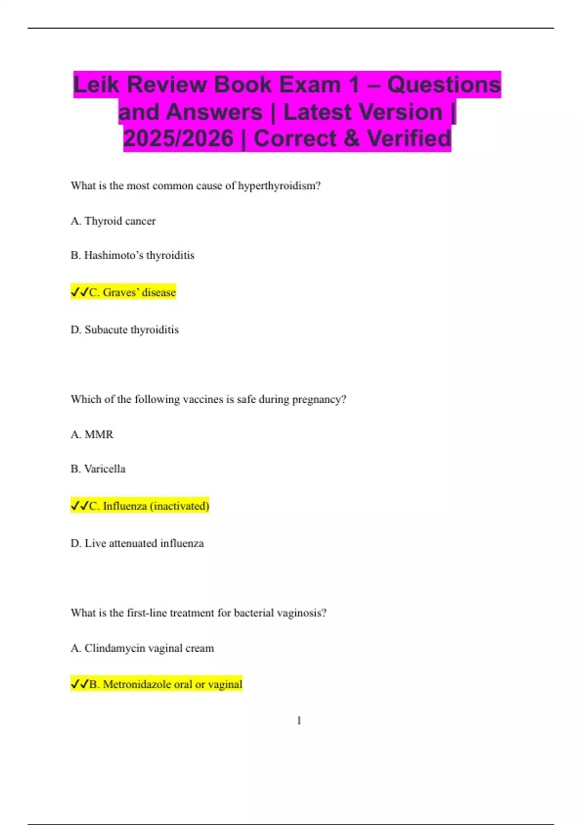 Leik Review Book Exam 1 – Questions and Answers | Latest Version | 2025 ...