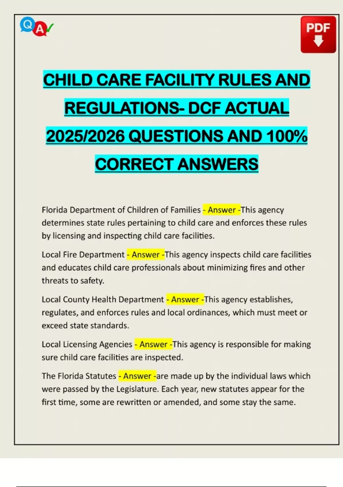 CHILD CARE FACILITY RULES AND REGULATIONS- DCF ACTUAL 2025/2026 ...