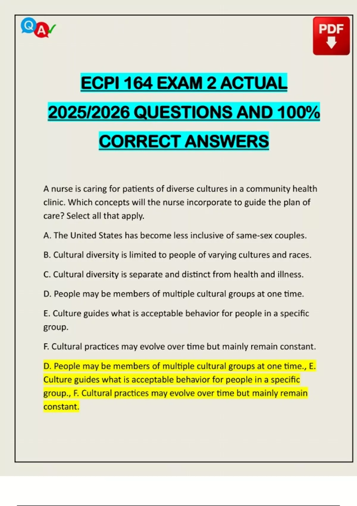 ECPI 164 EXAM 2 ACTUAL 2025/2026 QUESTIONS AND 100% CORRECT ANSWERS ...