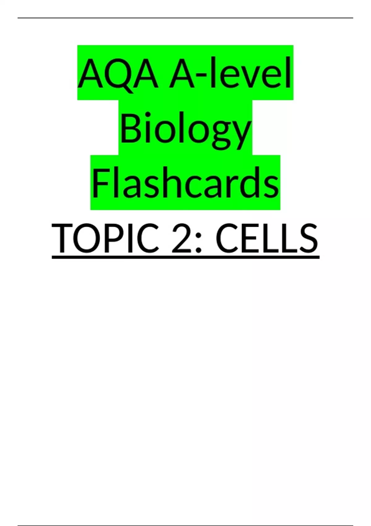 AQA A-level Biology – Unit 2: Cells – Flashcards and Summary Notes ...