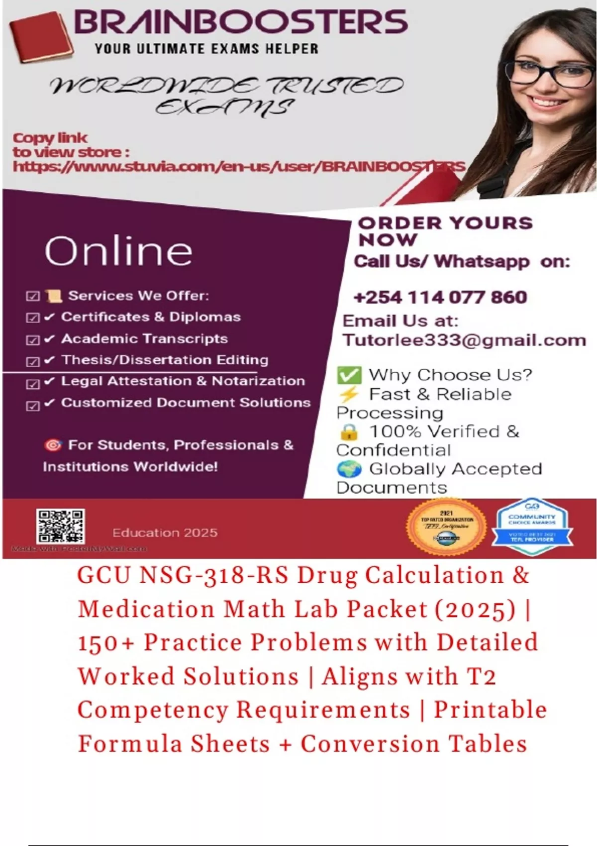 GCU | NSG-318-RS | Drug Calculation & Medication Math Lab | Packet (2025) | 150+ Practice ...