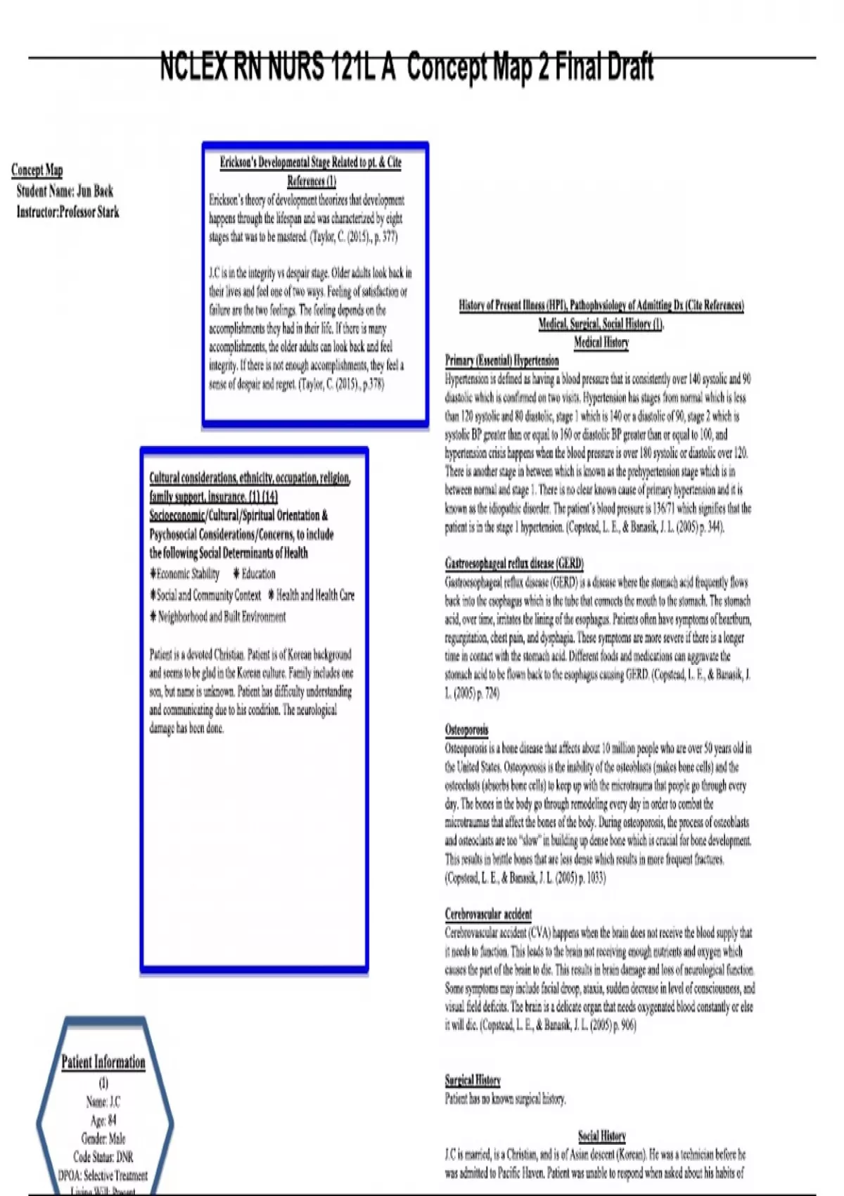 NCLEX RN NURS 121L A Concept Map 2 Final Draft questions with verified ...