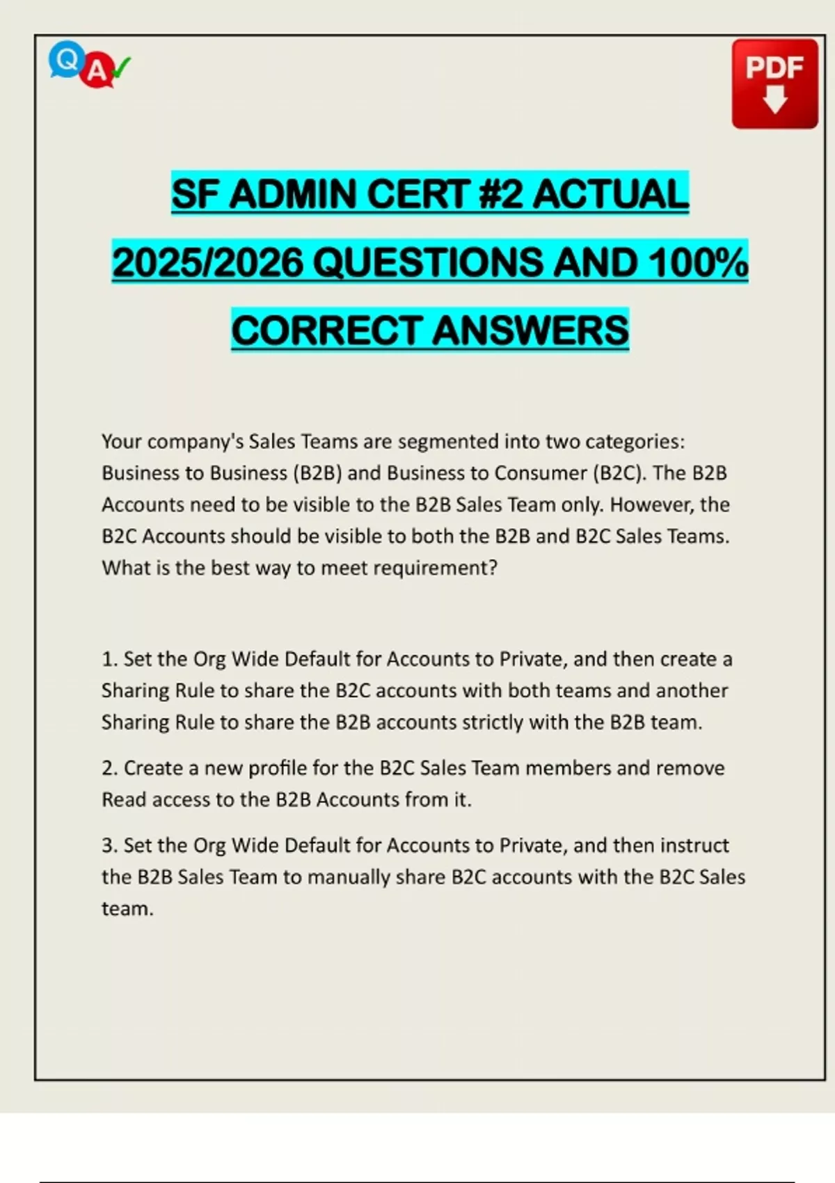 SF ADMIN CERT #2 ACTUAL 2025/2026 QUESTIONS AND 100% CORRECT ANSWERS ...