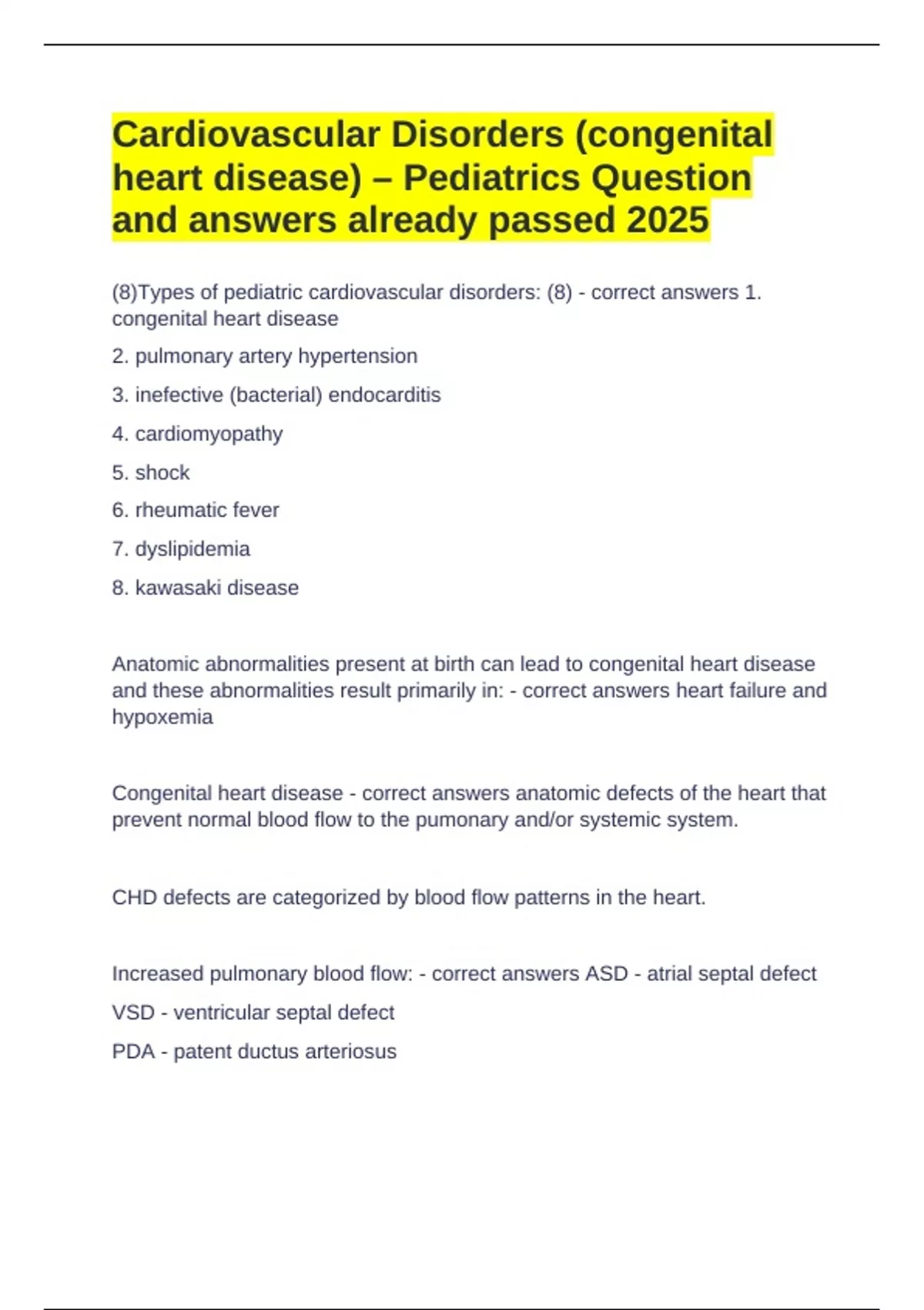 Cardiovascular Disorders (congenital heart disease) – Pediatrics ...