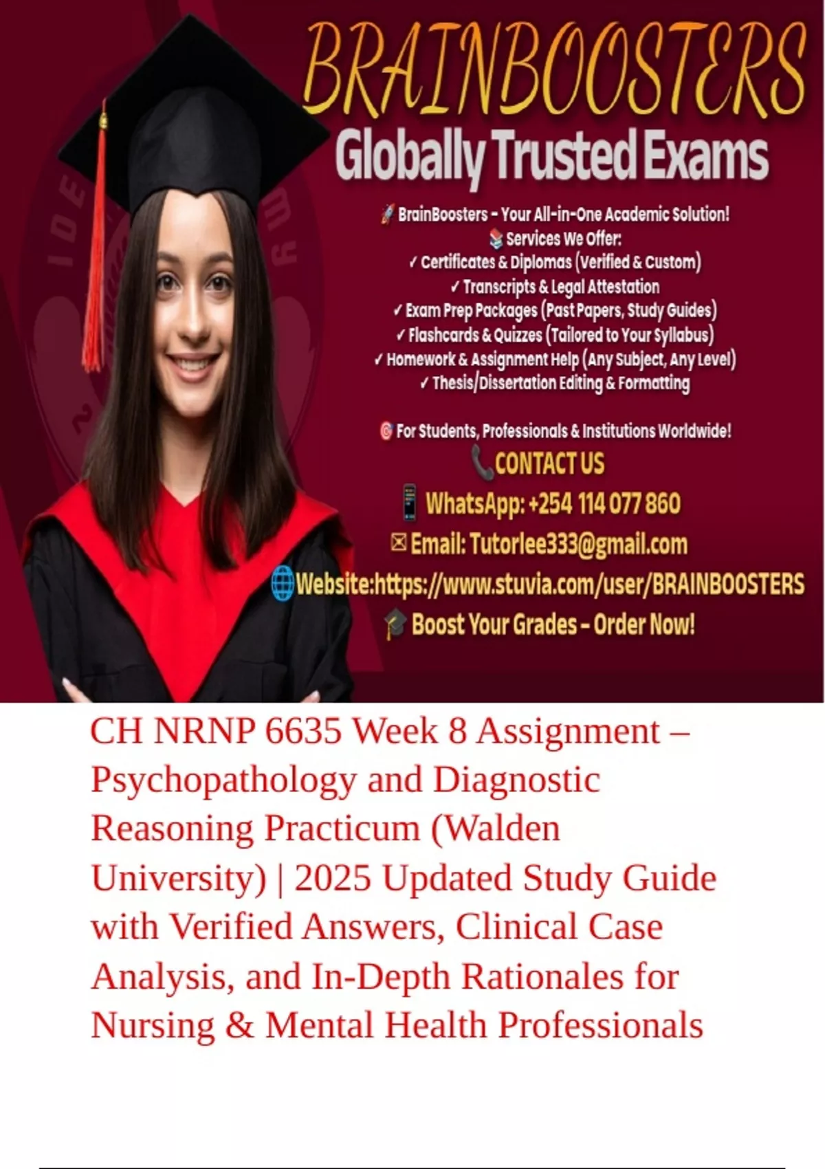 CH | NRNP 6635 | Week 8 | Assignment | Psychopathology and Diagnostic Reasoning Practicum ...