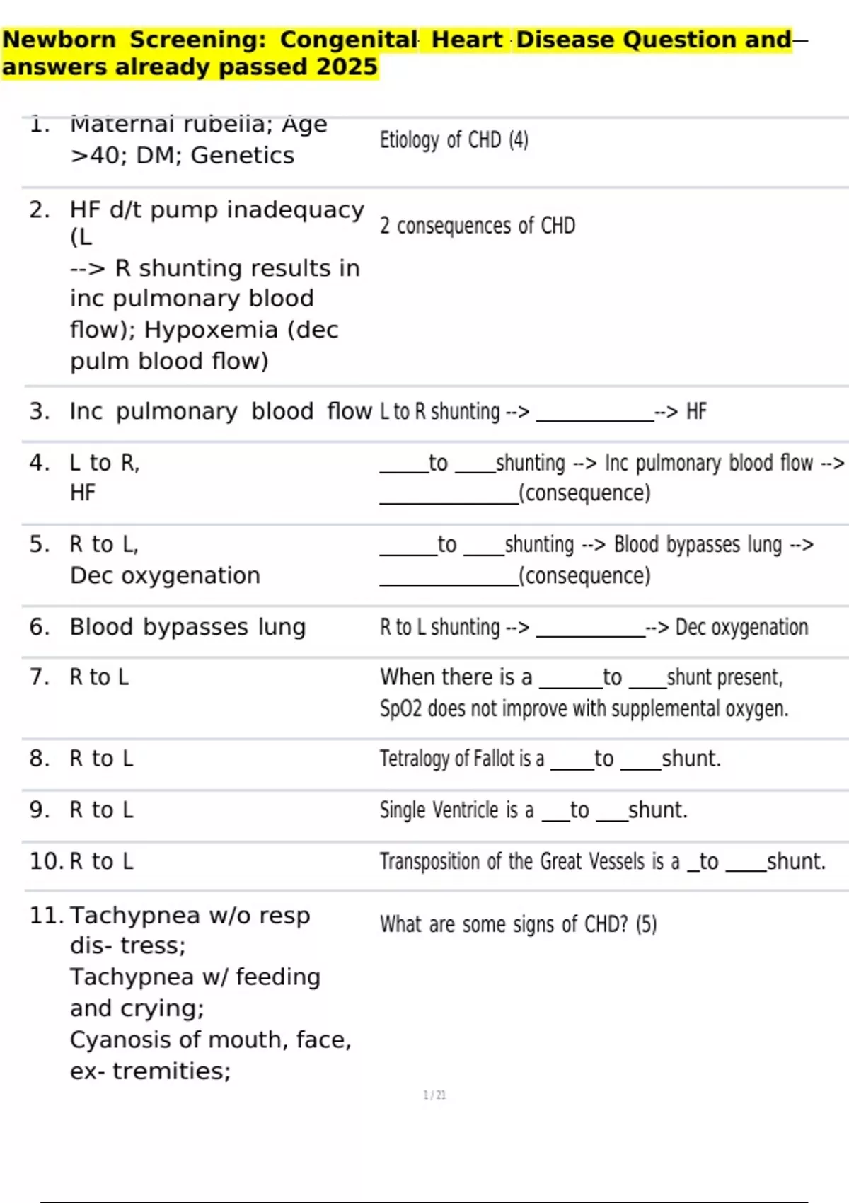 Newborn Screening: Congenital Heart Disease Question and answers ...