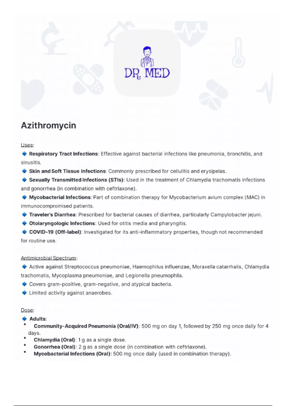 Azithromycin – Dr. Med Clinical Guide | Pharmacology, Indications ...