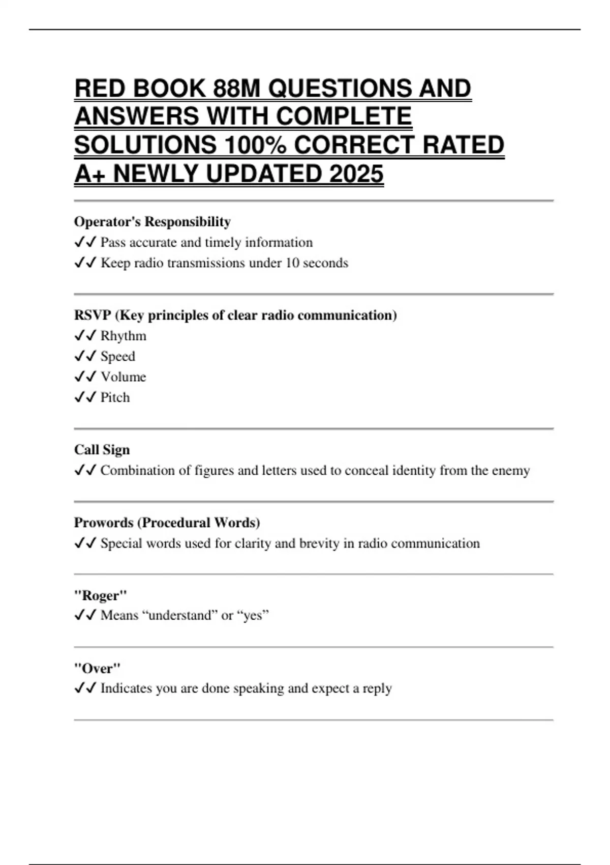 RED BOOK 88M QUESTIONS AND ANSWERS WITH COMPLETE SOLUTIONS 100% CORRECT ...