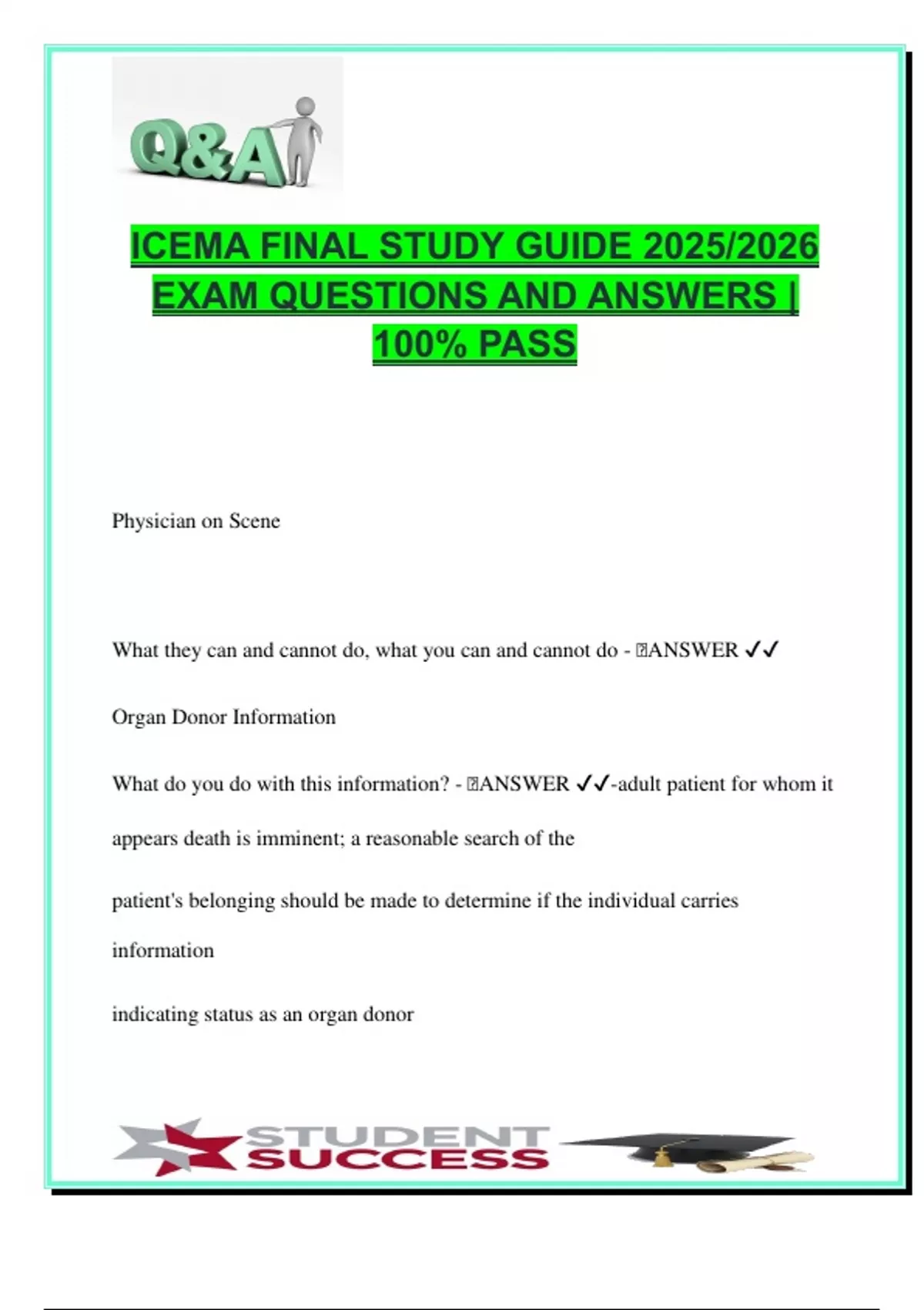 ICEMA Final Exam Study Guide 2025/2026 – 300+ Verified Questions ...