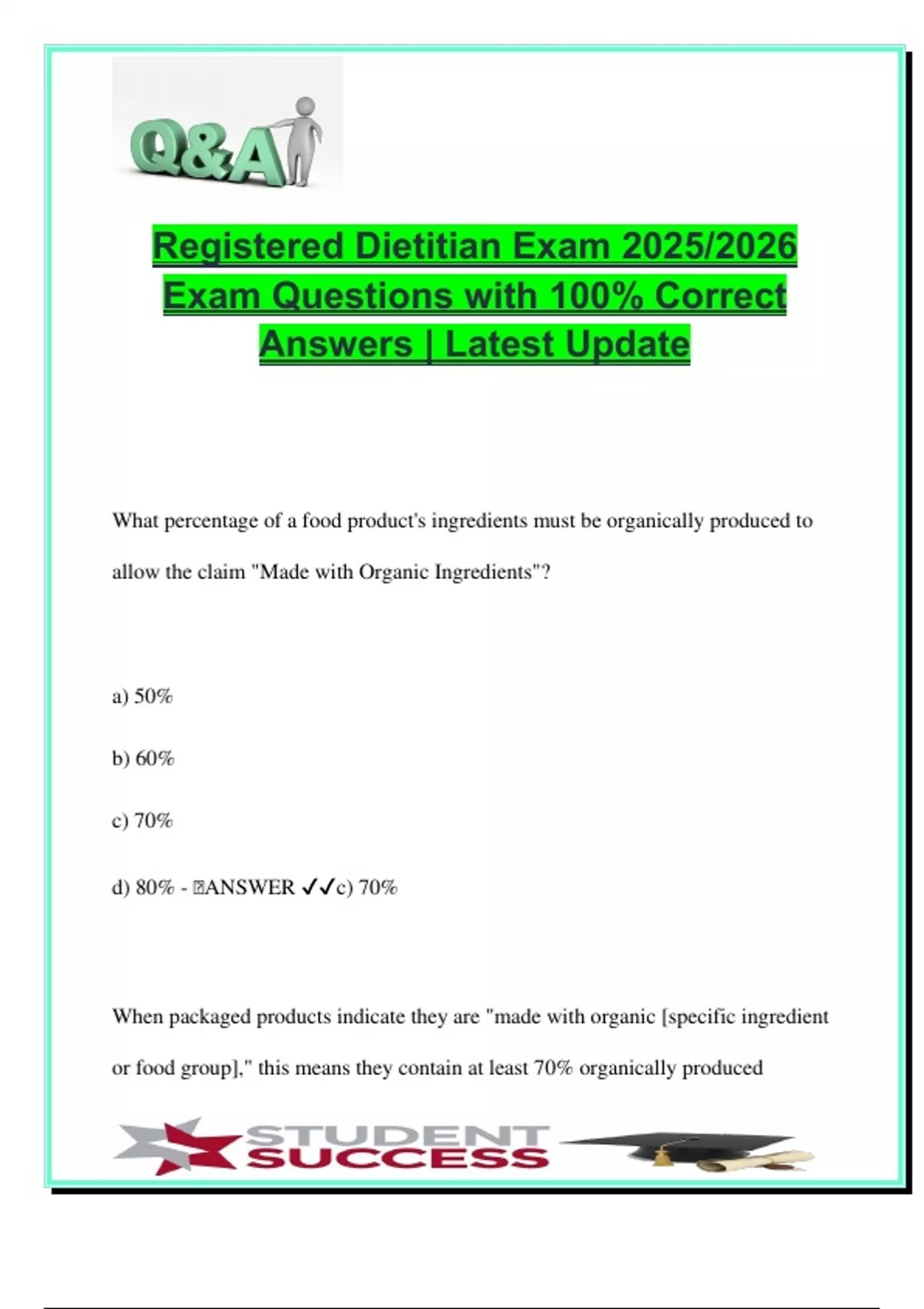 Registered Dietitian Exam 2025/2026 – 500+ Solved Questions & Answers ...