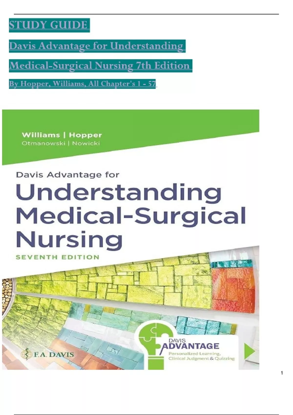 Answer Keys - Davis Advantage for Understanding Medical-Surgical ...