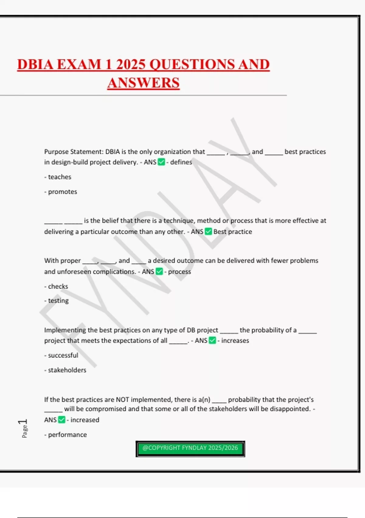 DBIA EXAM 1 2025 QUESTIONS AND ANSWERS - DBIA - Stuvia US
