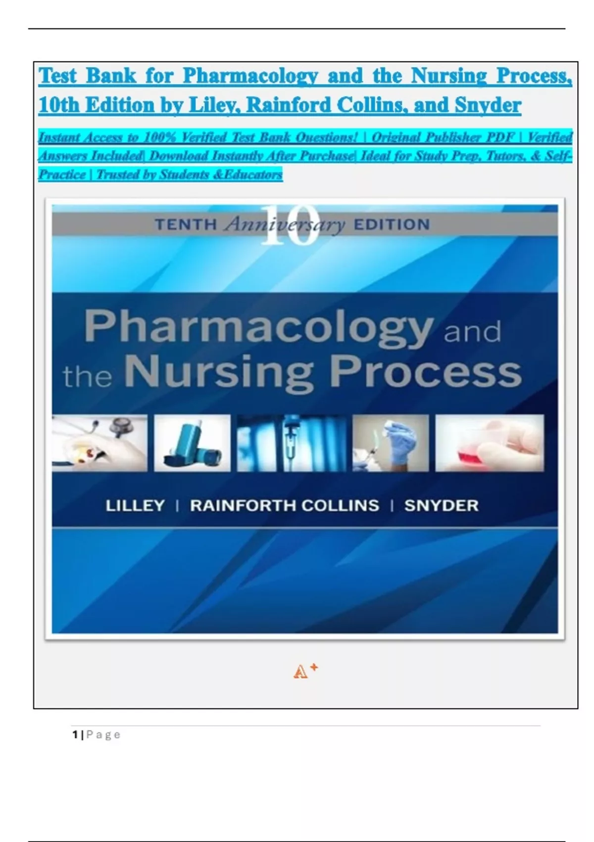 Pharmacology and the Nursing Process – Lilley (10th Edition) | Complete ...