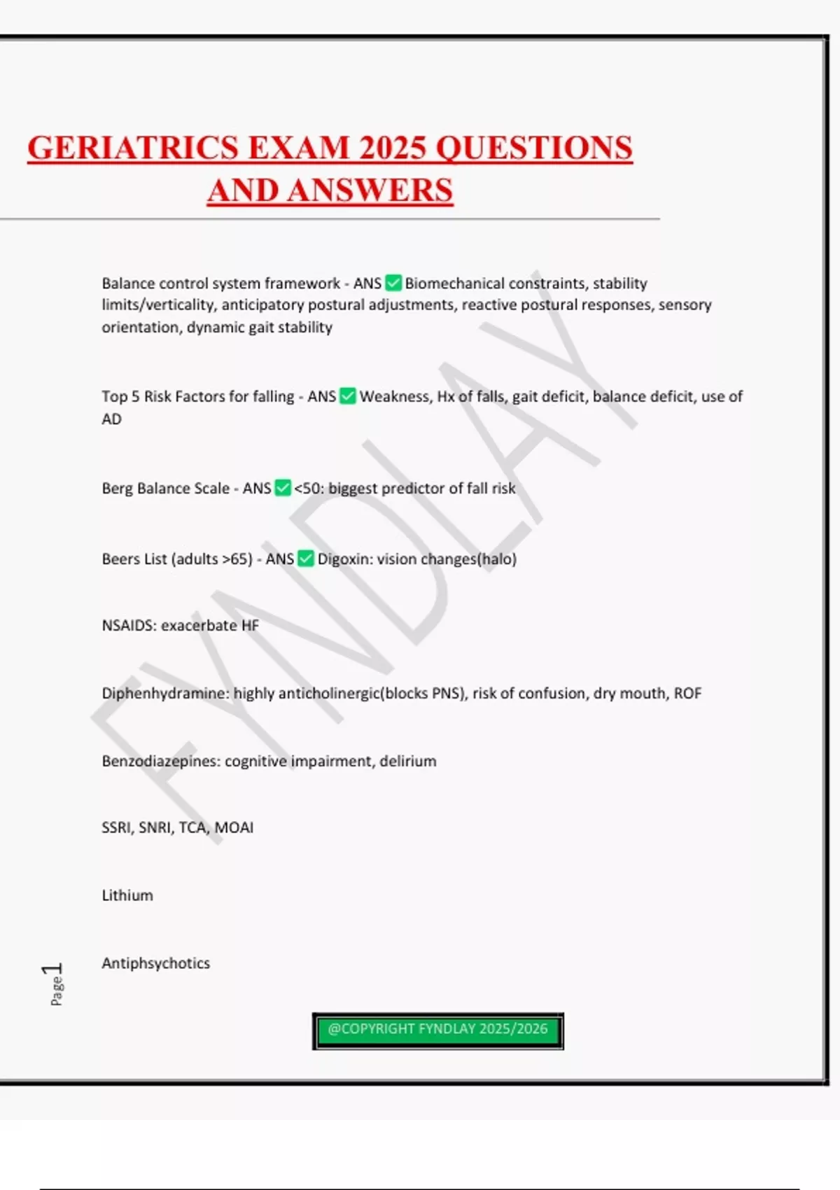 GERIATRICS EXAM 2025 QUESTIONS AND ANSWERS - Geriatrics - Stuvia US